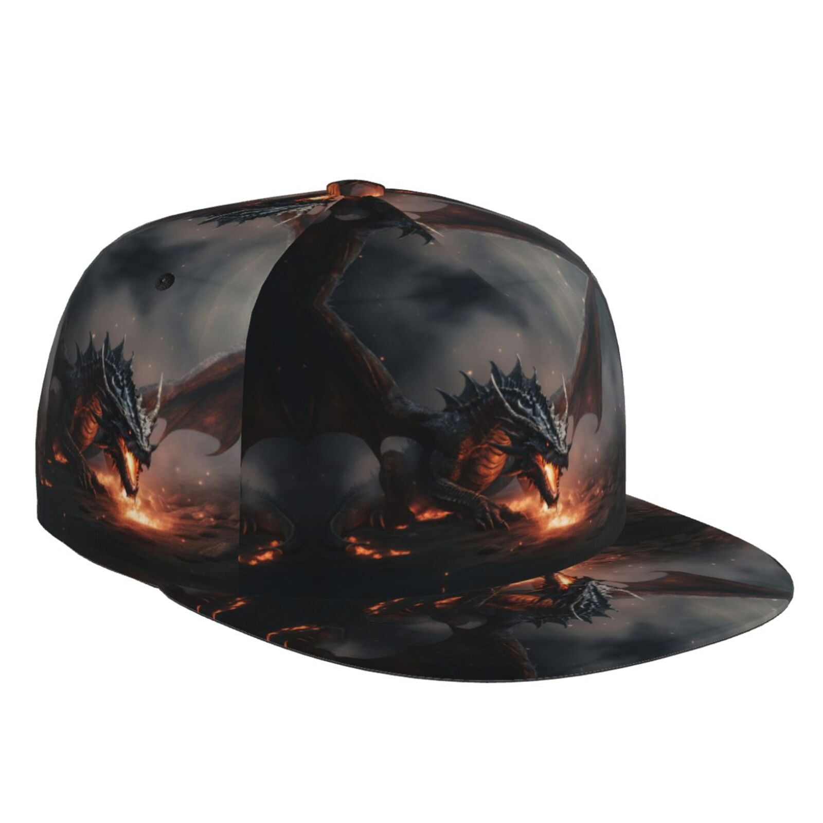 Baseball Cap Fiery Black Dragon Attack Flat Brim Hats for Men and Women ...