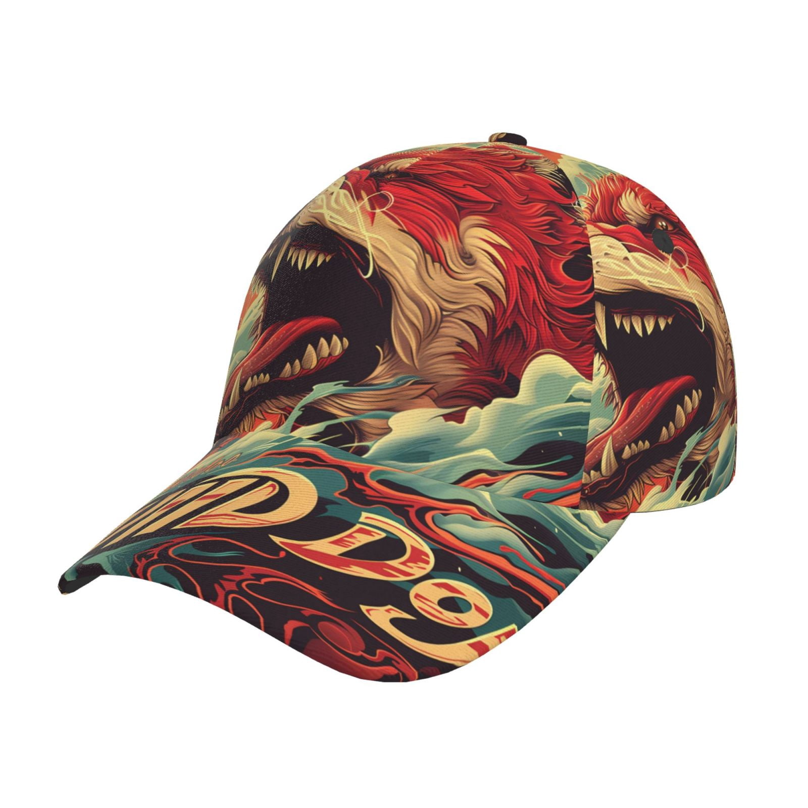 Baseball Cap, Fiery Wild Dog Illustration Sun Hats for Men Women ...