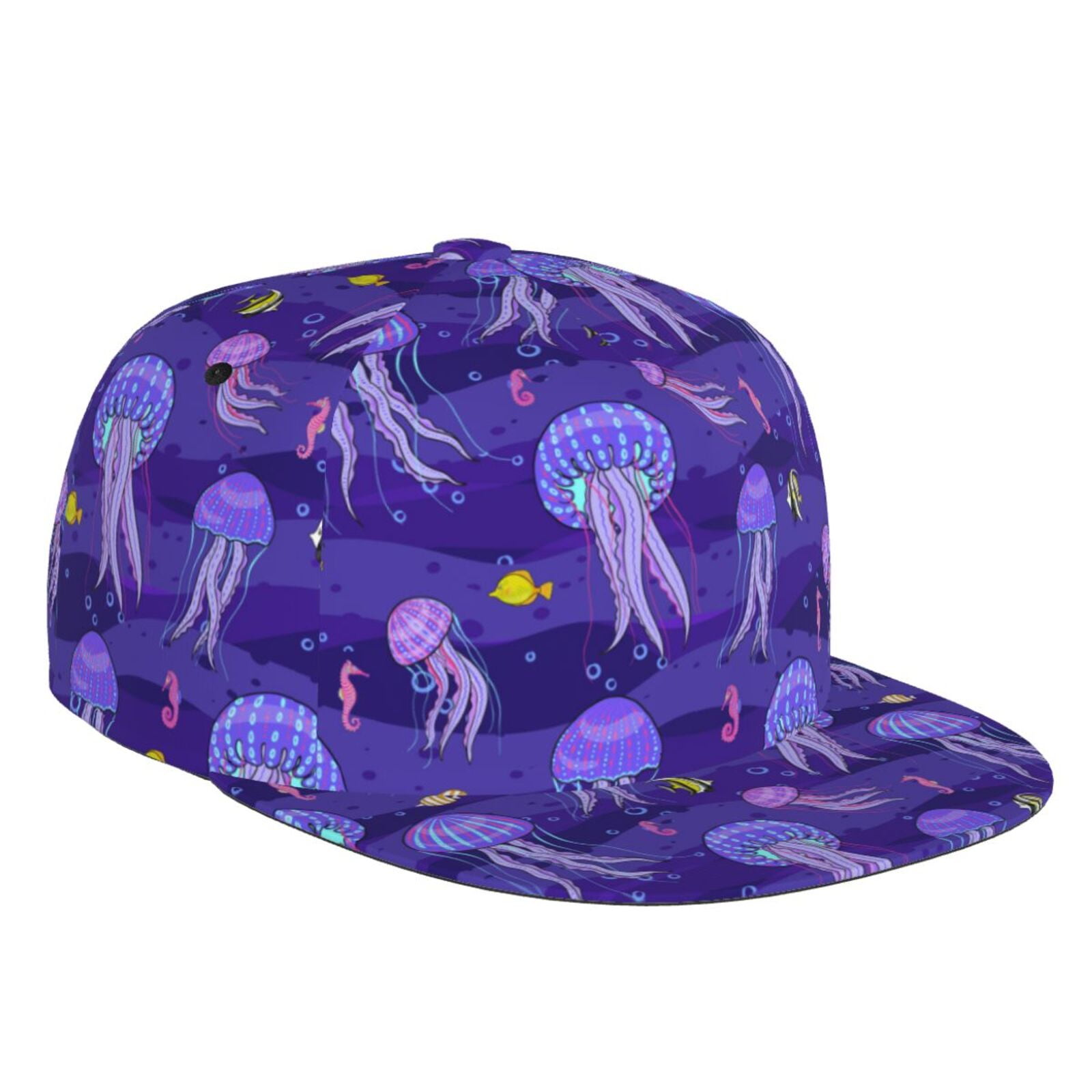 Baseball Cap Fish Jellyfish Seahorse Purple Flat Brim Hats for Men and ...