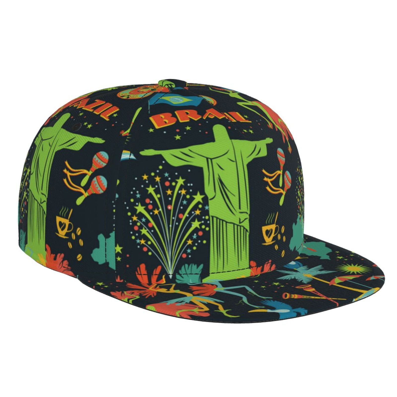 Baseball Cap Flat Bill Hat Adjustable Brim Trucker Hats Snapback ...