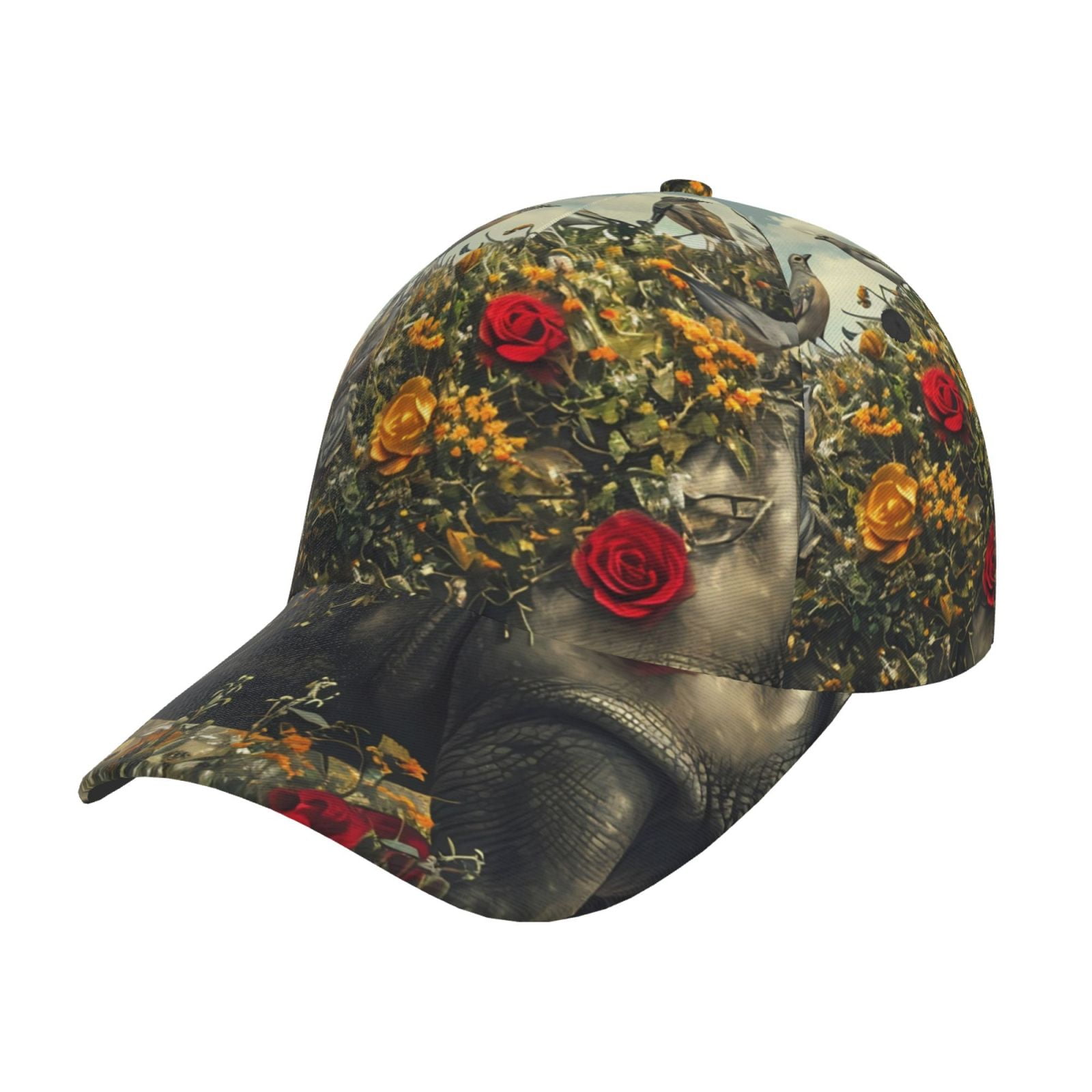 Baseball Cap, Floral Rhino With Birds Trucker Hats Women Dad Hat for ...