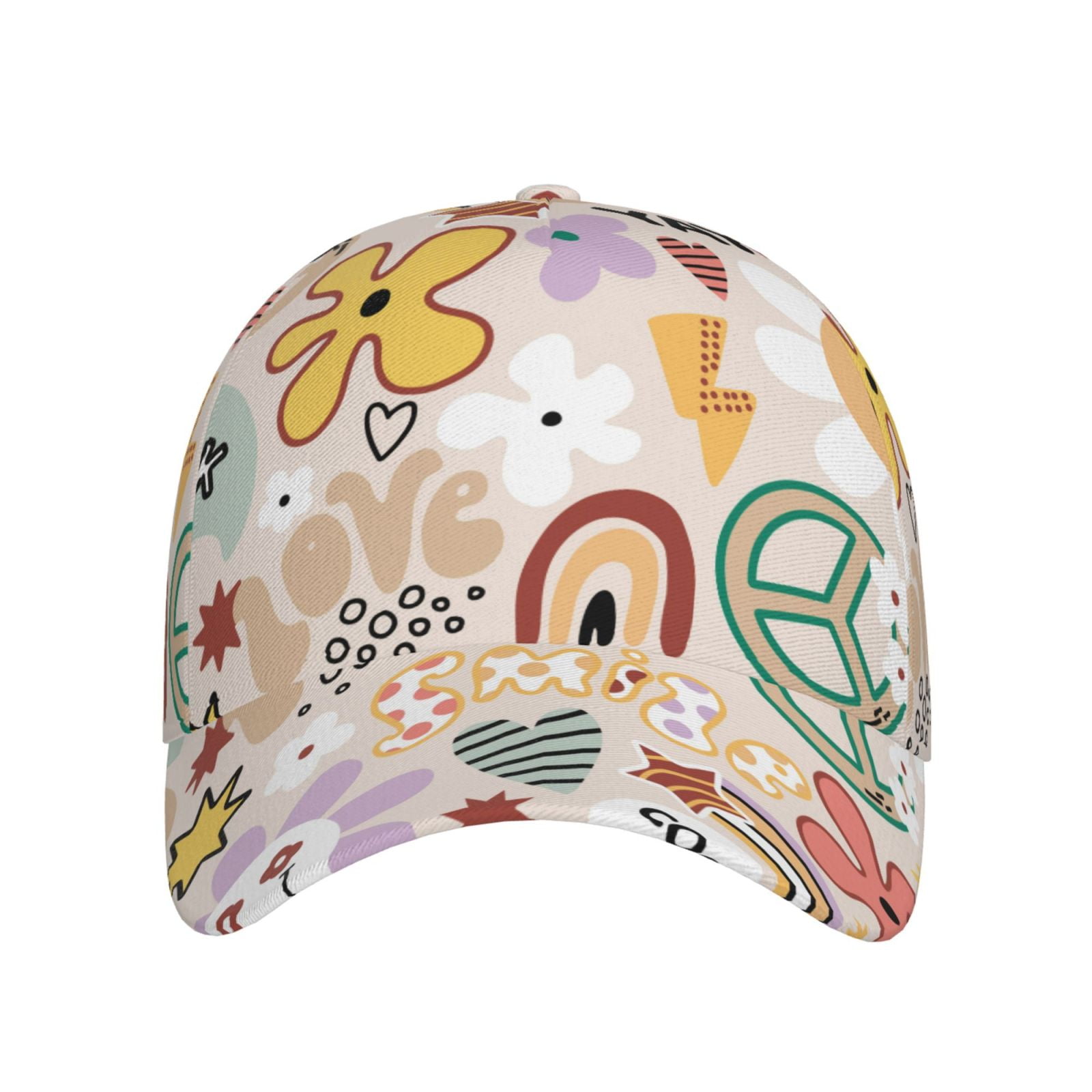 Baseball Cap, Flowers Rainbow Peace Sign Trucker Hats Women Dad Hat For ...