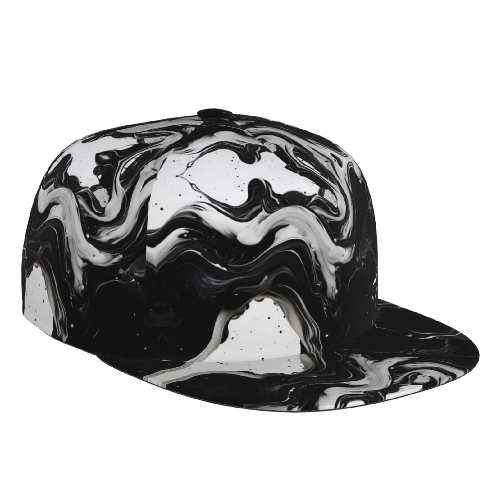 Baseball Cap - Fluid Black White Paint Swirls Hats for Men/Women Low ...