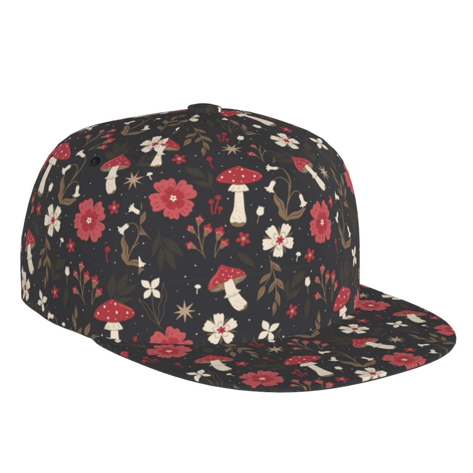 Baseball Cap - Fly Agaric and Flowers Hats for Men/Women Low Profile ...