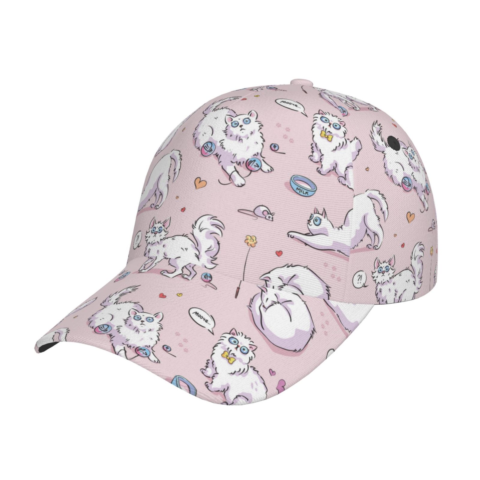 Baseball Cap - Funny Cute Cat Pink Adjustable Size Hats For Men And ...
