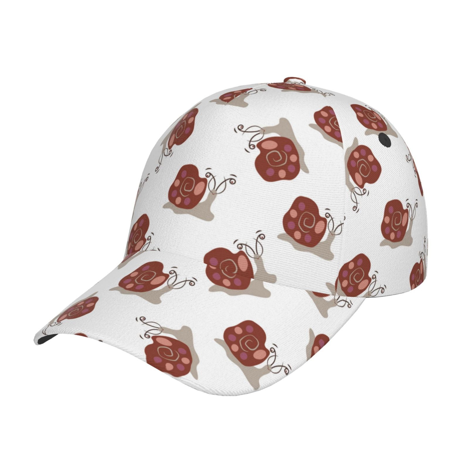 Baseball Cap - Funny Snail Print White Adjustable Size Hats For Men And ...
