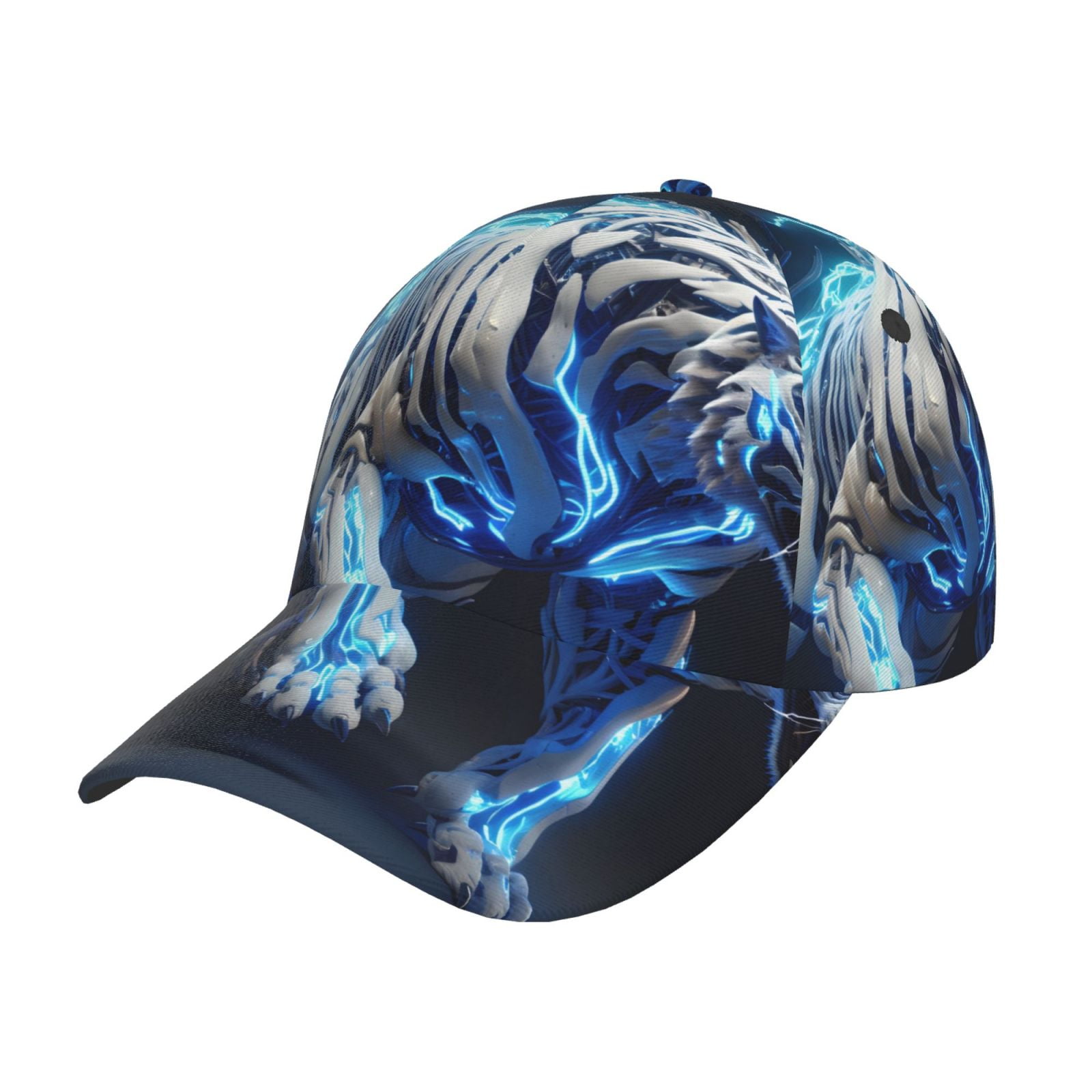 Baseball Cap, Futuristic Blue Light White Tiger Sun Hats for Men Women ...