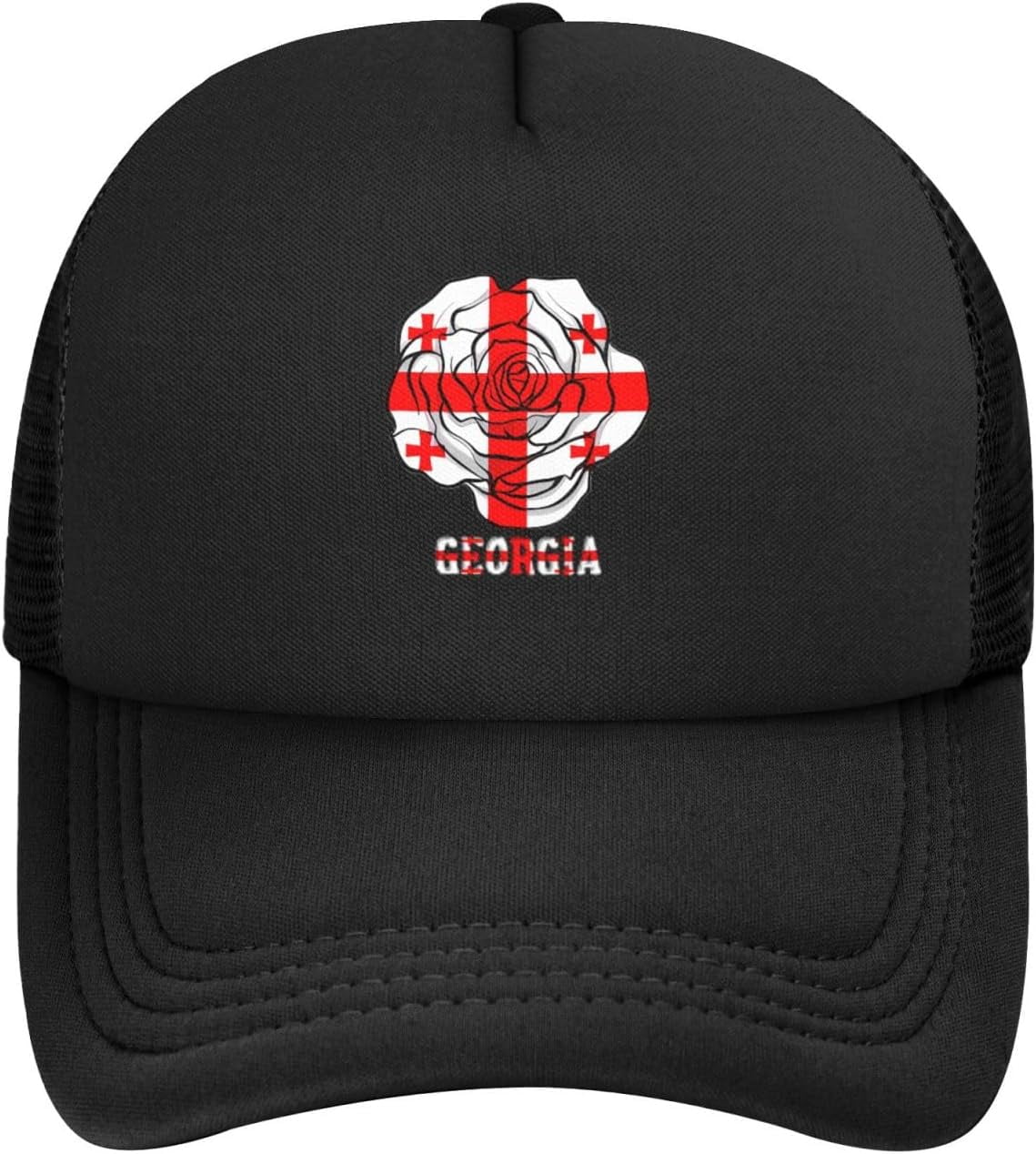 Baseball Cap Georgia Georgians Roses Flag Adult Mesh Baseball Cap ...