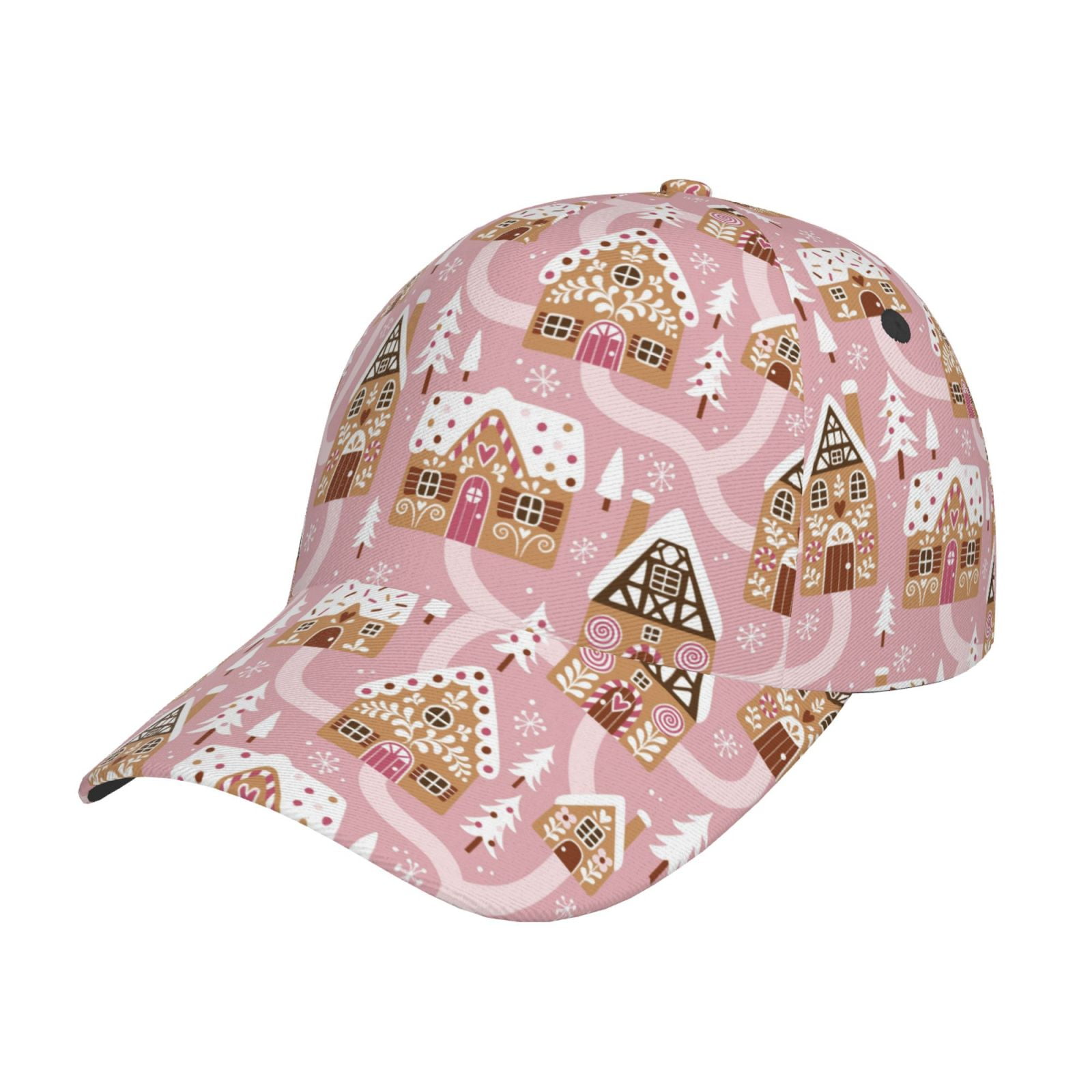Baseball Cap - Gingerbread Houses Pink Wonderland Adjustable Size Hats for Men and Women, Dad ...