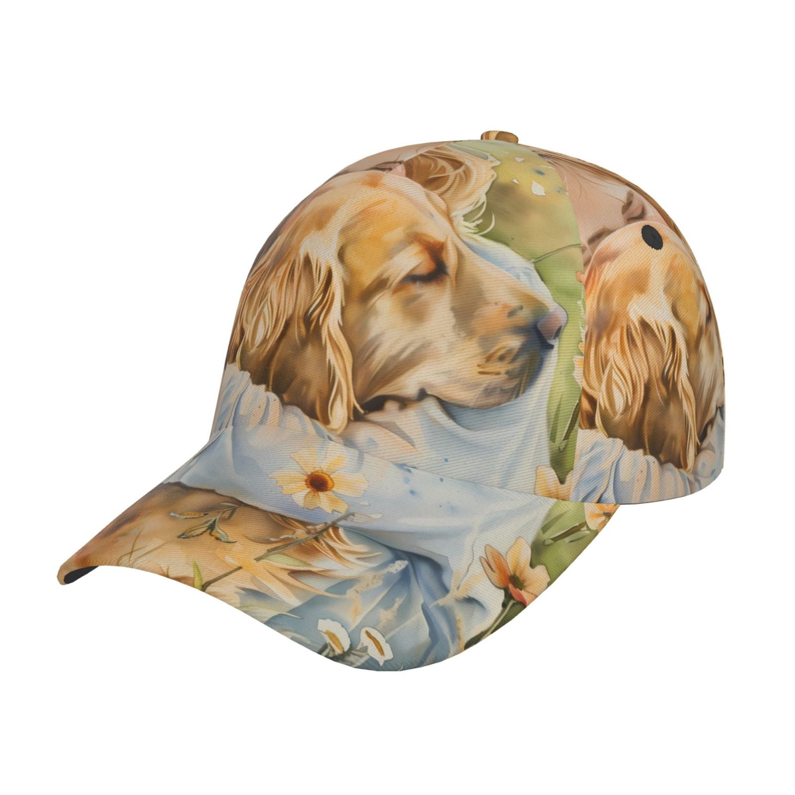 Baseball Cap - Girl Hugging Dog Flowers Adjustable Size Hats for Men and Women, Dad Hat Golf ...