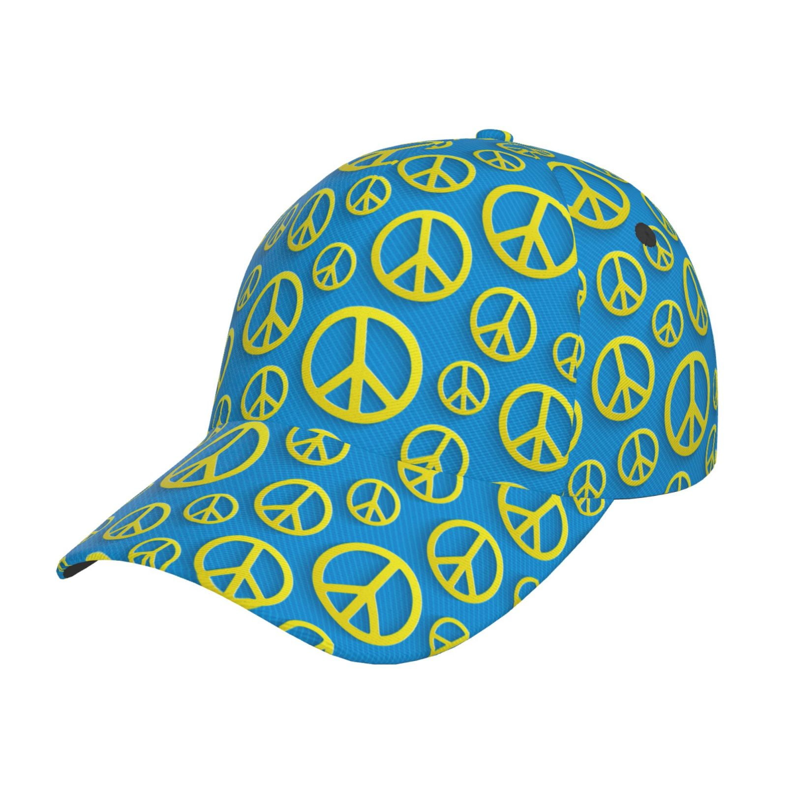 Baseball Cap - Golden Peace Sign Flag Blue Adjustable Size Hats For Men ...