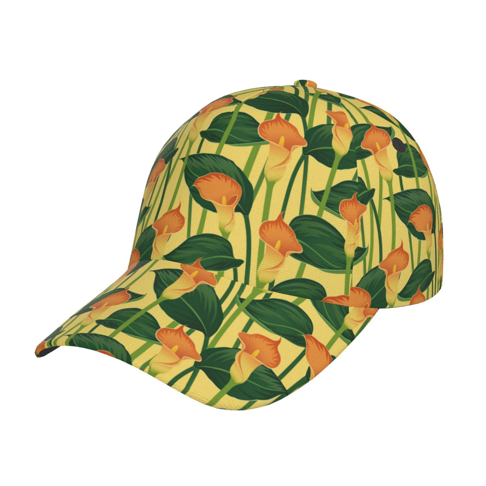 Baseball Cap, Green Leavescalla Lily Flowers Hats For Men Women Low ...