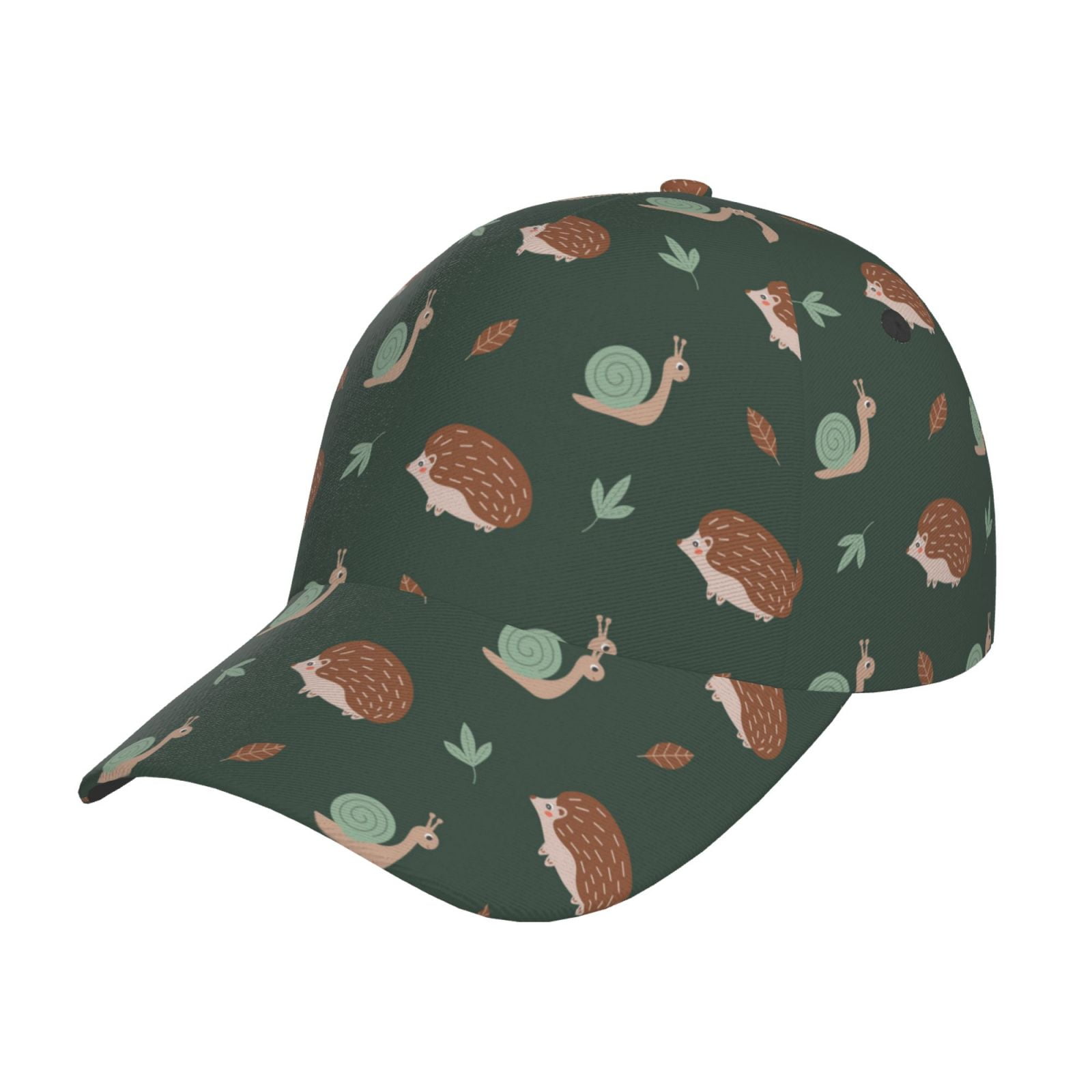 Baseball Cap - Green Snails Brown Hedgehogs Adjustable Size Hats For ...