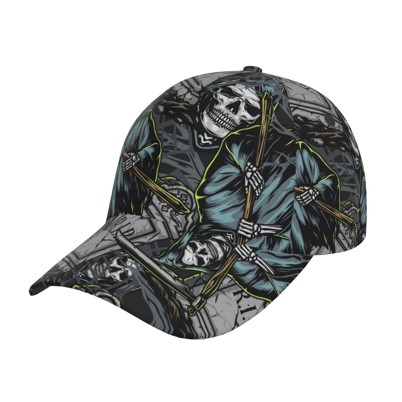 Baseball Cap - Grim Reaper Tombstones Pattern Hats for Men Women Low ...