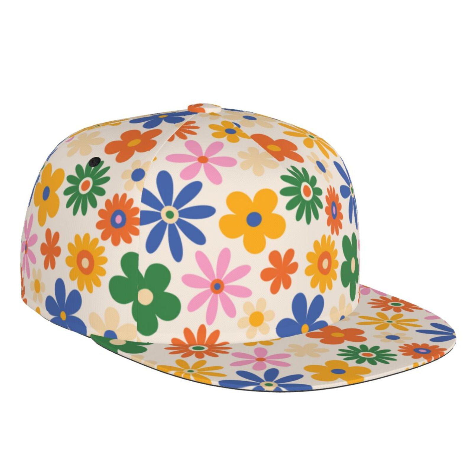 Baseball Cap Groovy Daisy Flowers Flat Brim Hats for Men and Women ...