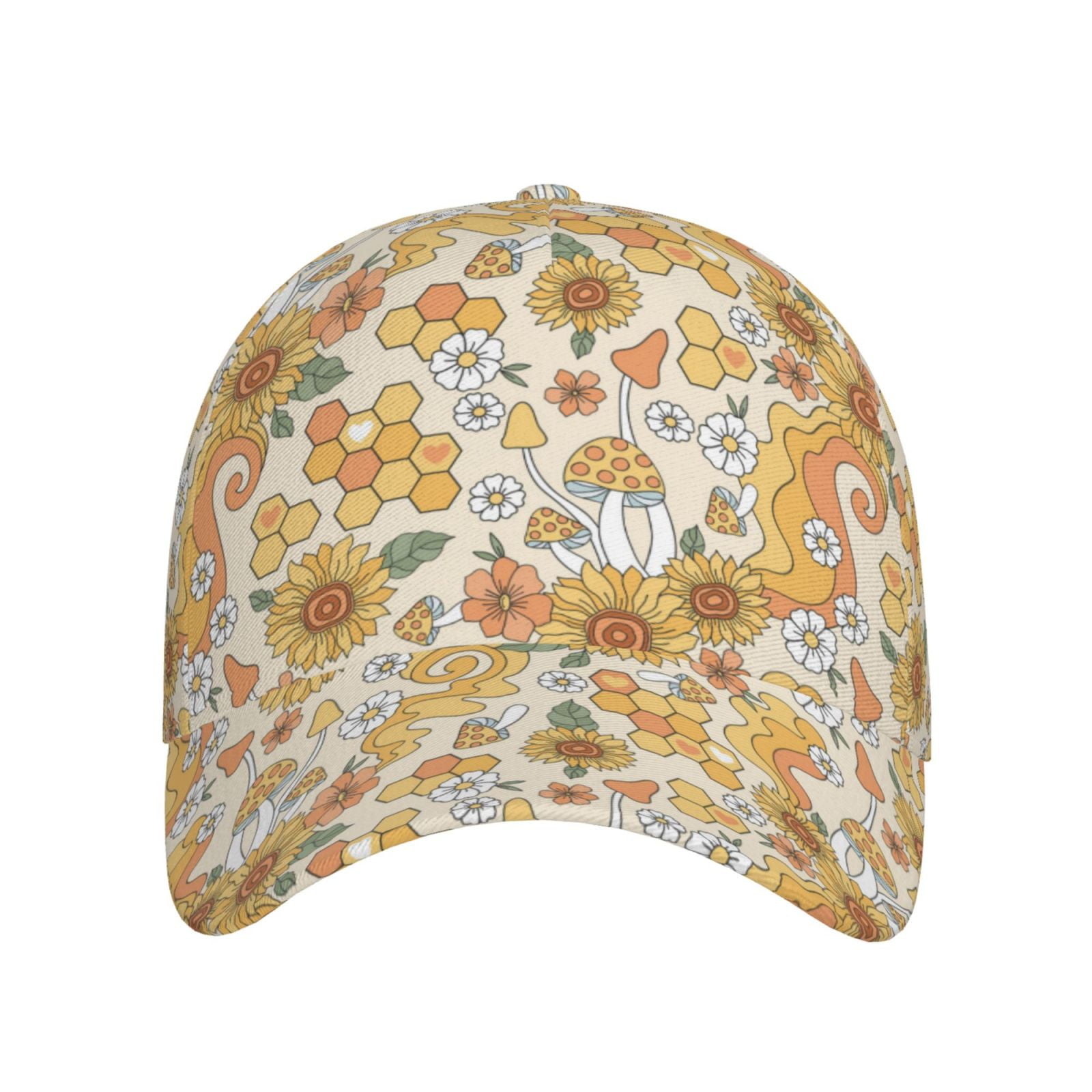 Baseball Cap, Groovy Hippie Flower Mushrooms Trucker Hats Women Dad Hat ...
