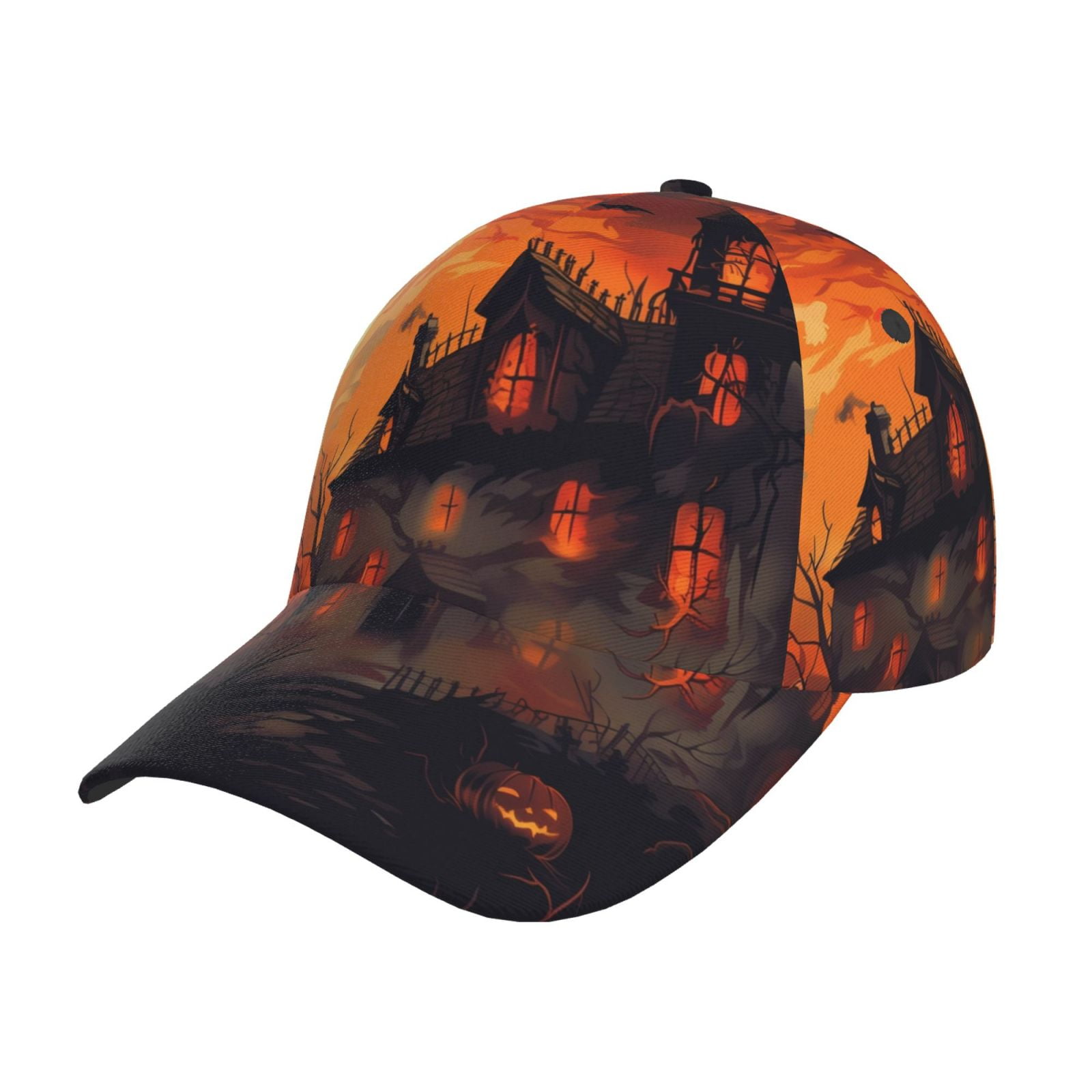 Baseball Cap - Halloween Flame Castle Ghost Hats for Men Women Low ...