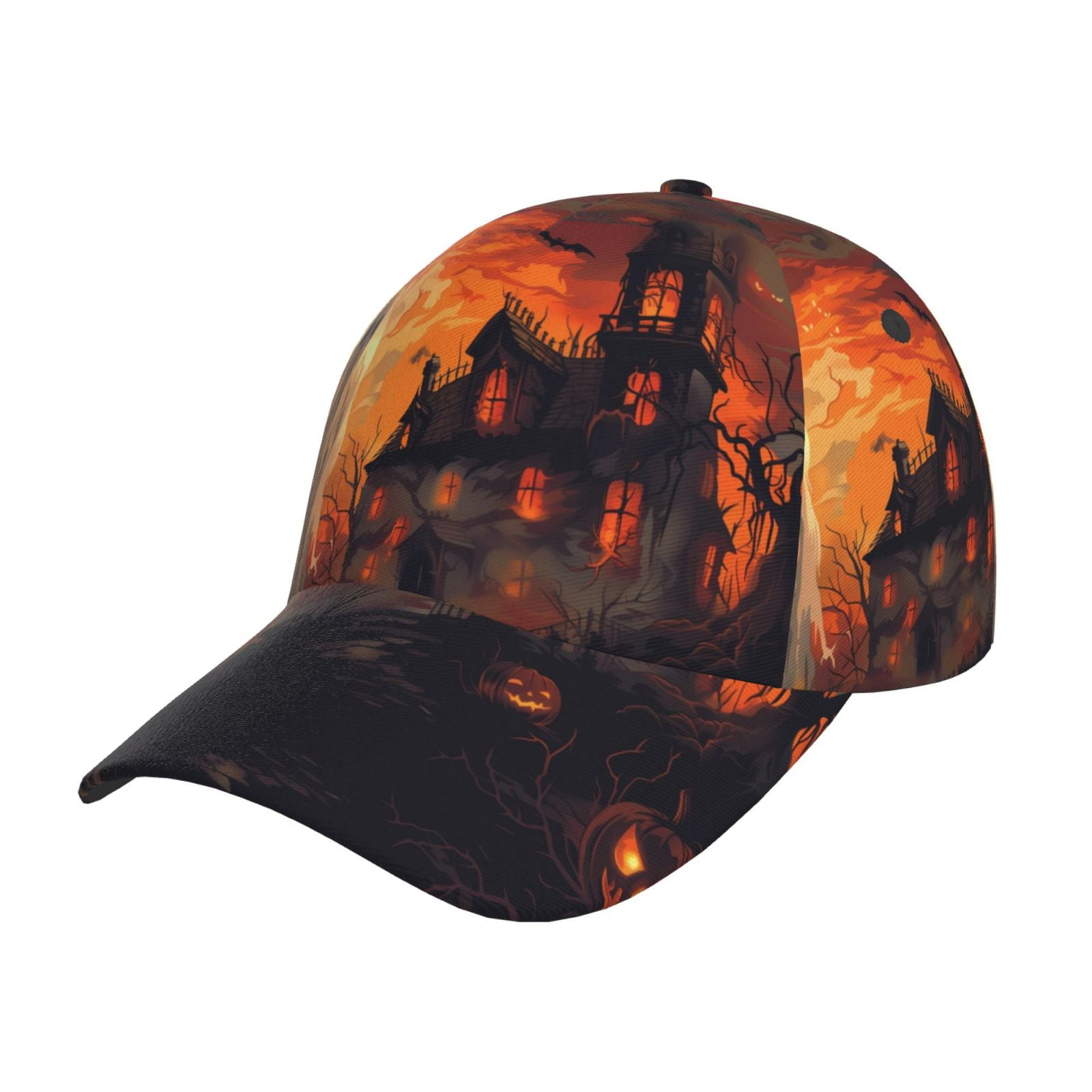 Baseball Cap - Halloween Flame Castle Ghost Hats for Men Women Low ...
