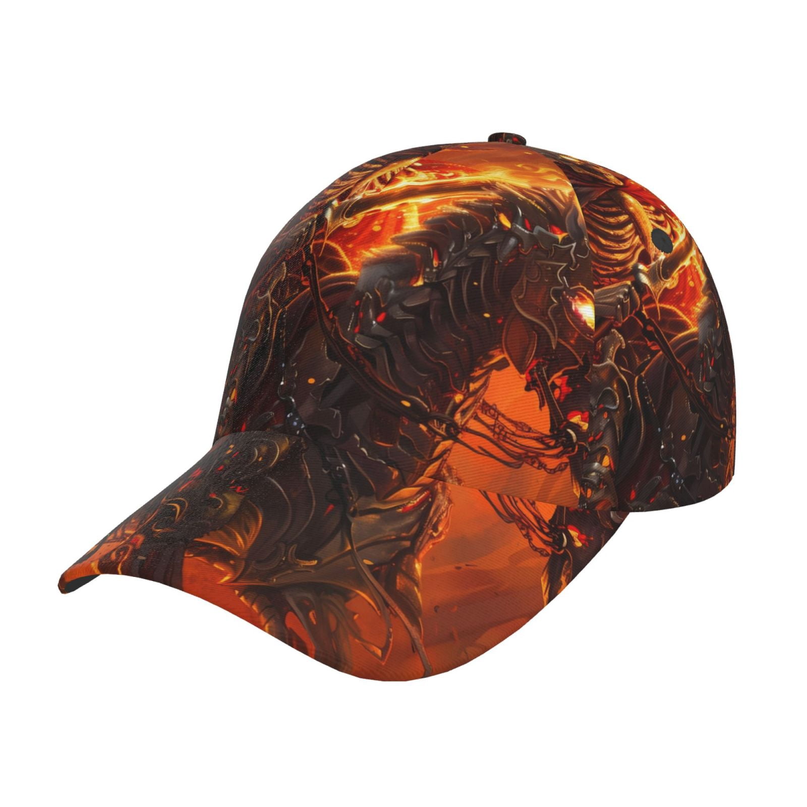 Baseball Cap - Halloween Flame Skeleton Knight Adjustable Size Hats for ...