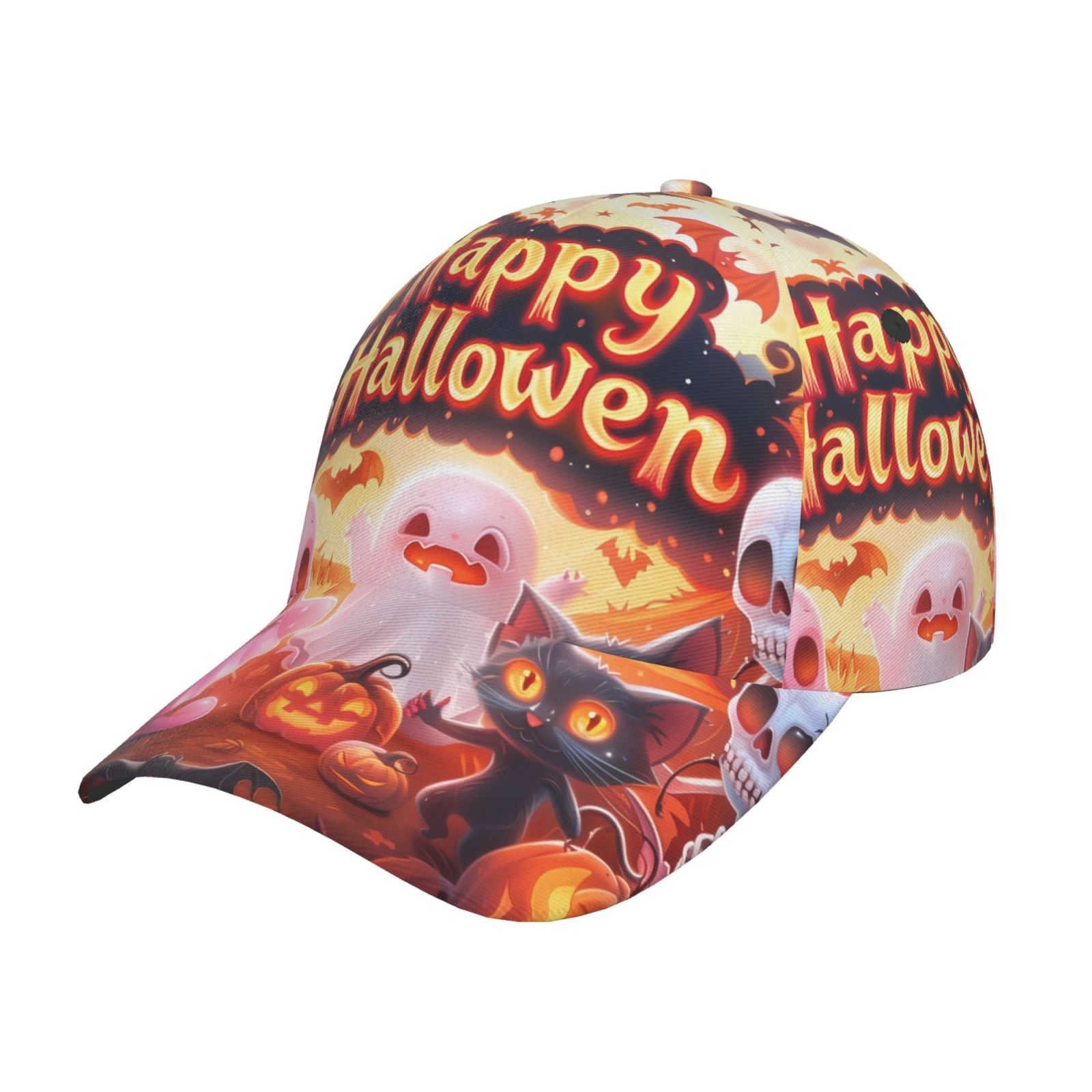 Baseball Cap - Halloween Happy Cute Ghost Skeleton Adjustable Size Hats ...