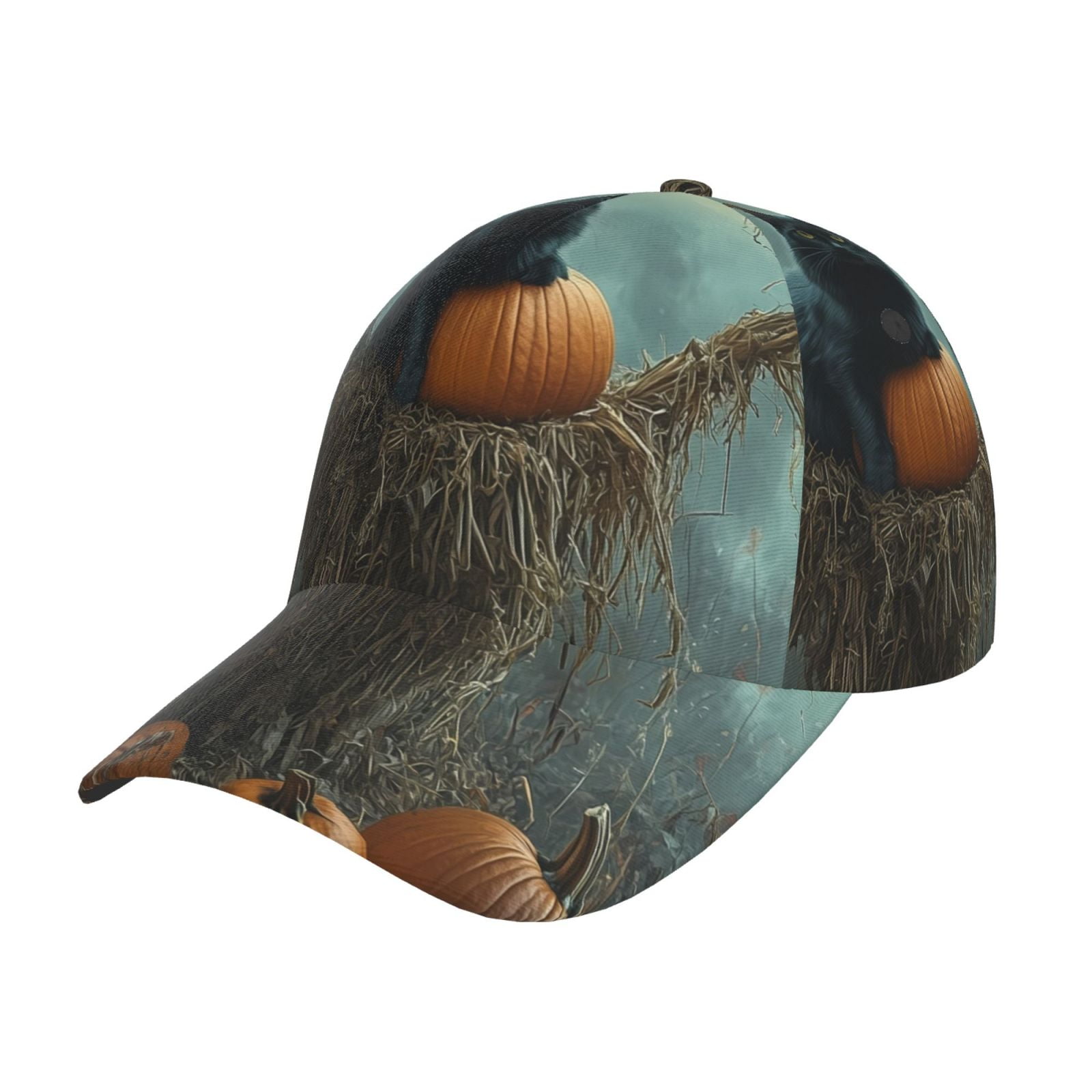 Baseball Cap, Halloween Pumpkin Black Cat B Trucker Hats Women Dad Hat ...