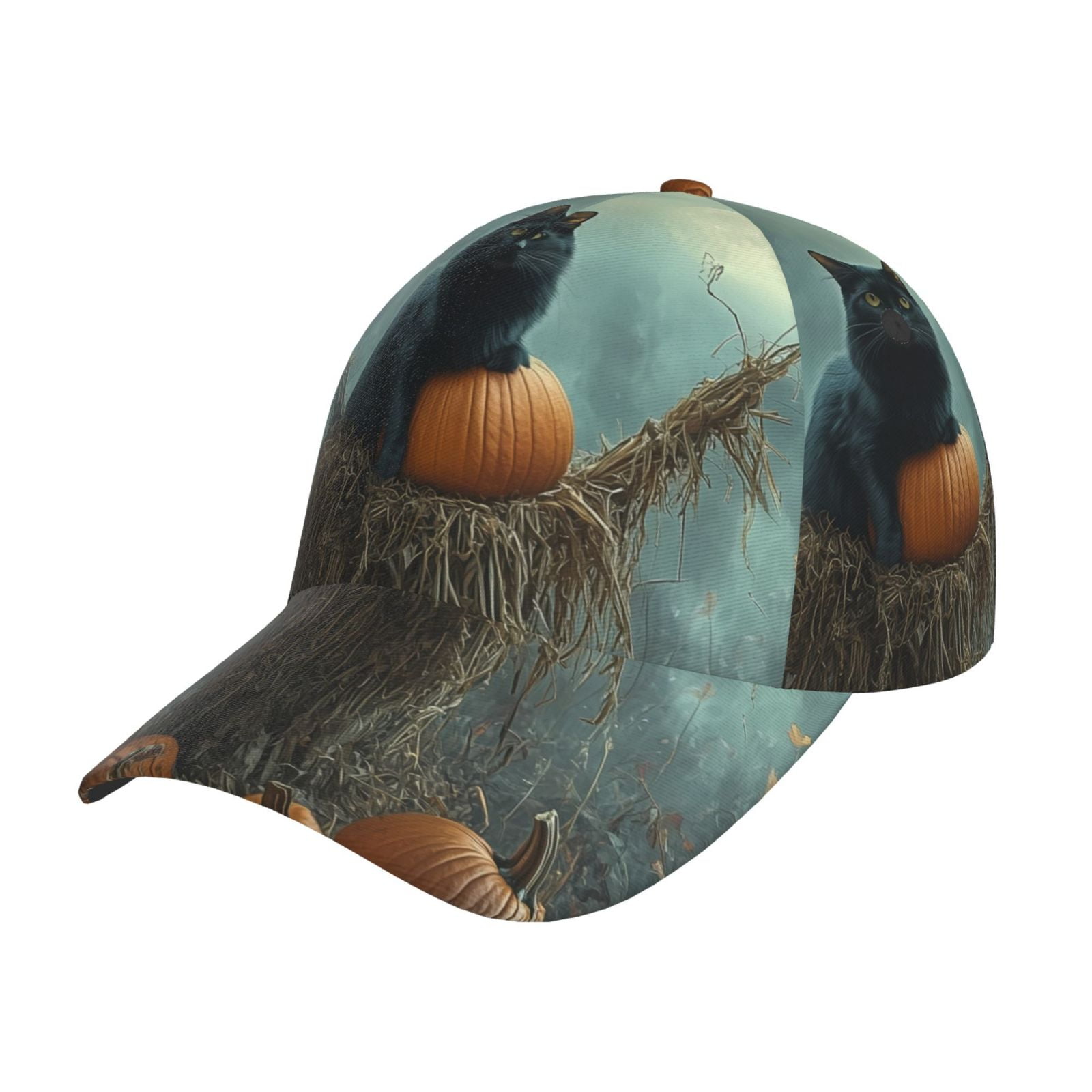 Baseball Cap, Halloween Pumpkin Black Cat B Trucker Hats Women Dad Hat ...