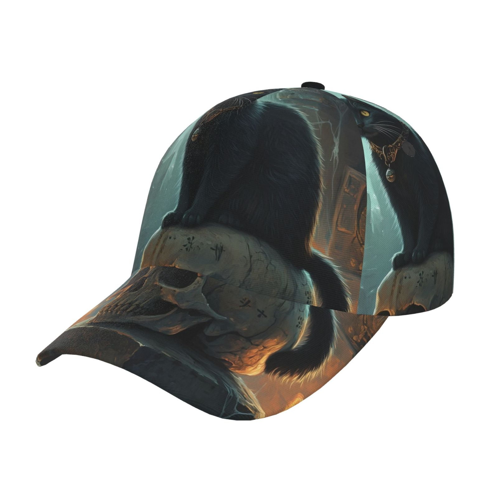 Baseball Cap - Halloween Vintage Black Cat Skull Hats for Men Women Low ...