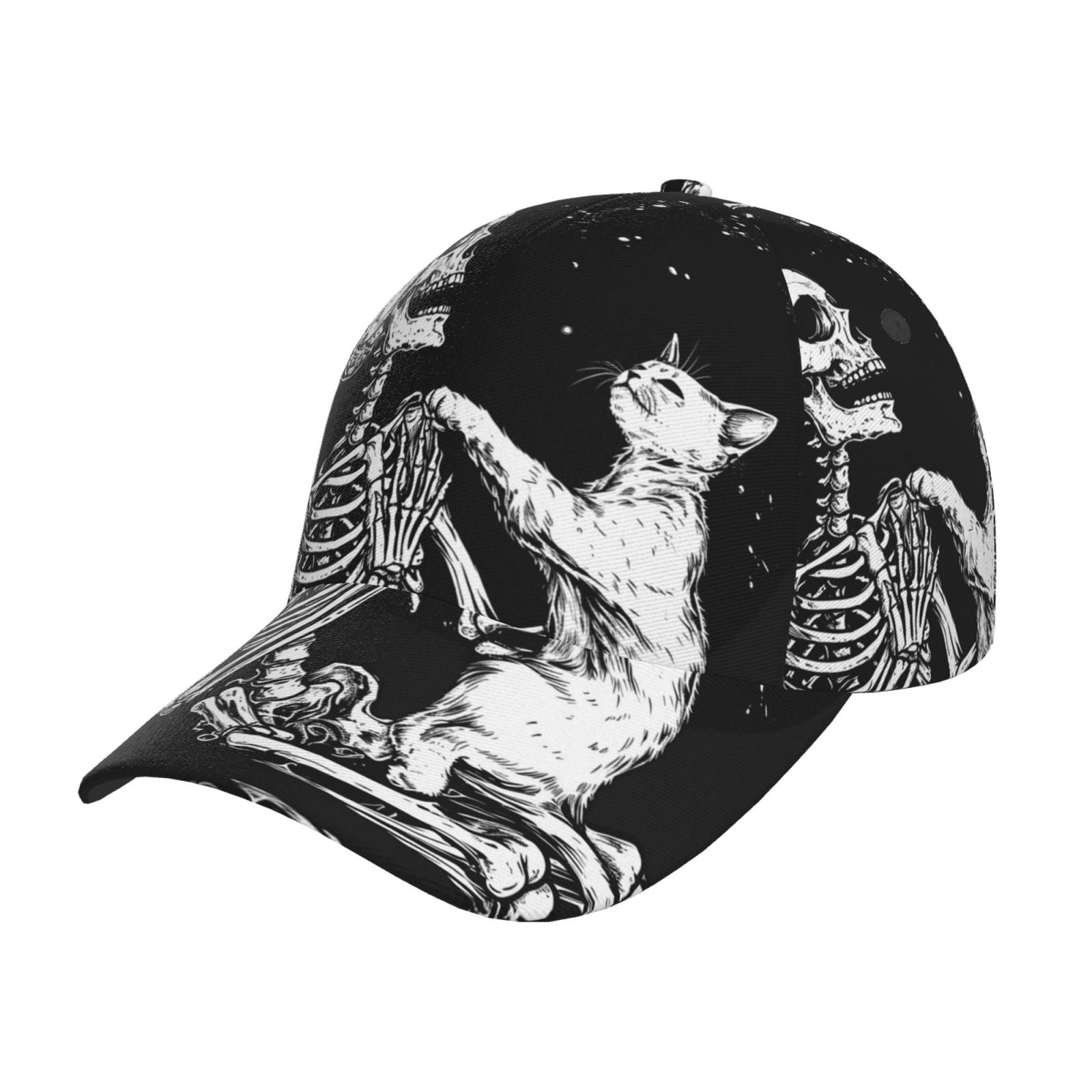 Baseball Cap, Halloween Vintage Skeleton Cat Trucker Hats Women Dad Hat ...