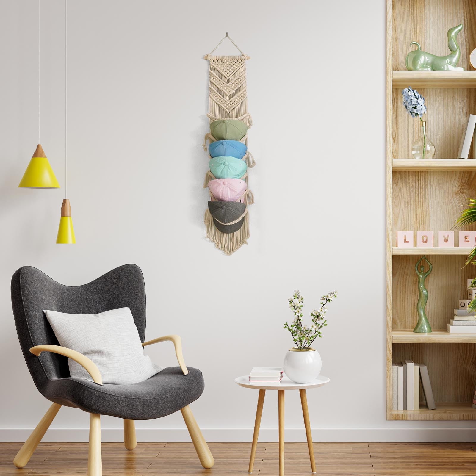 Baseball Cap Hanger-Macrame Hat Organizer for Ball Caps Holder Over ...