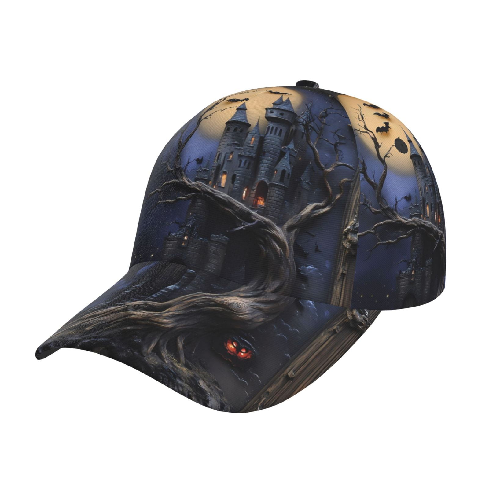 Baseball Cap - Haunted Castle Under Moon Hats for Men Women Low Profile ...