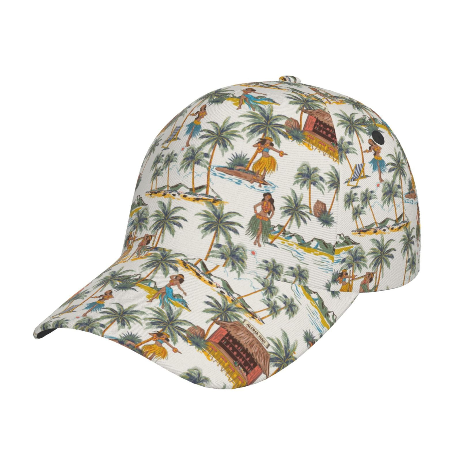 Baseball Cap - Hawaiian Style Green Coconut Tree Adjustable Size Hats ...