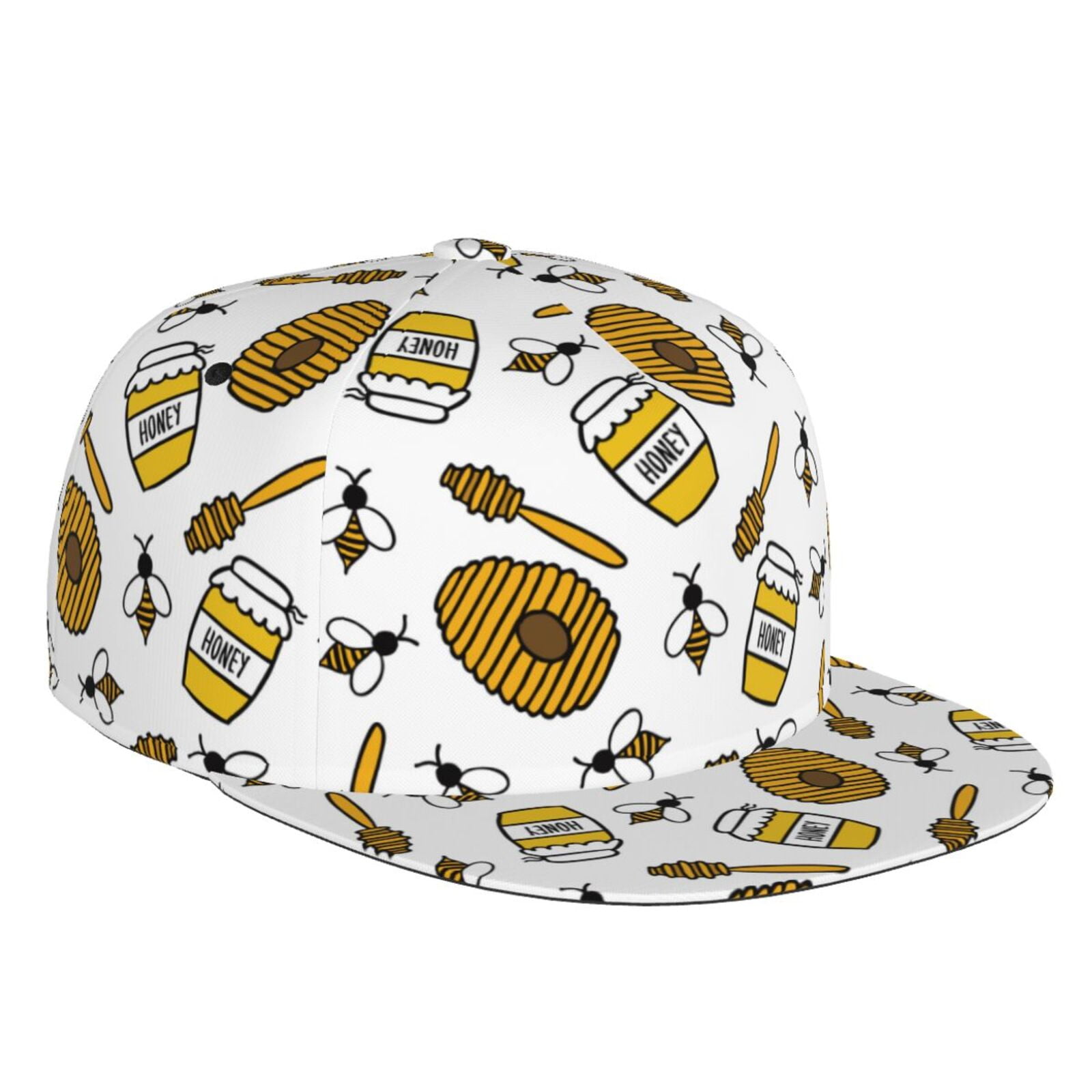 Baseball Cap Honey Flat Brim Hats for Men and Women, Adjustable Trucker ...