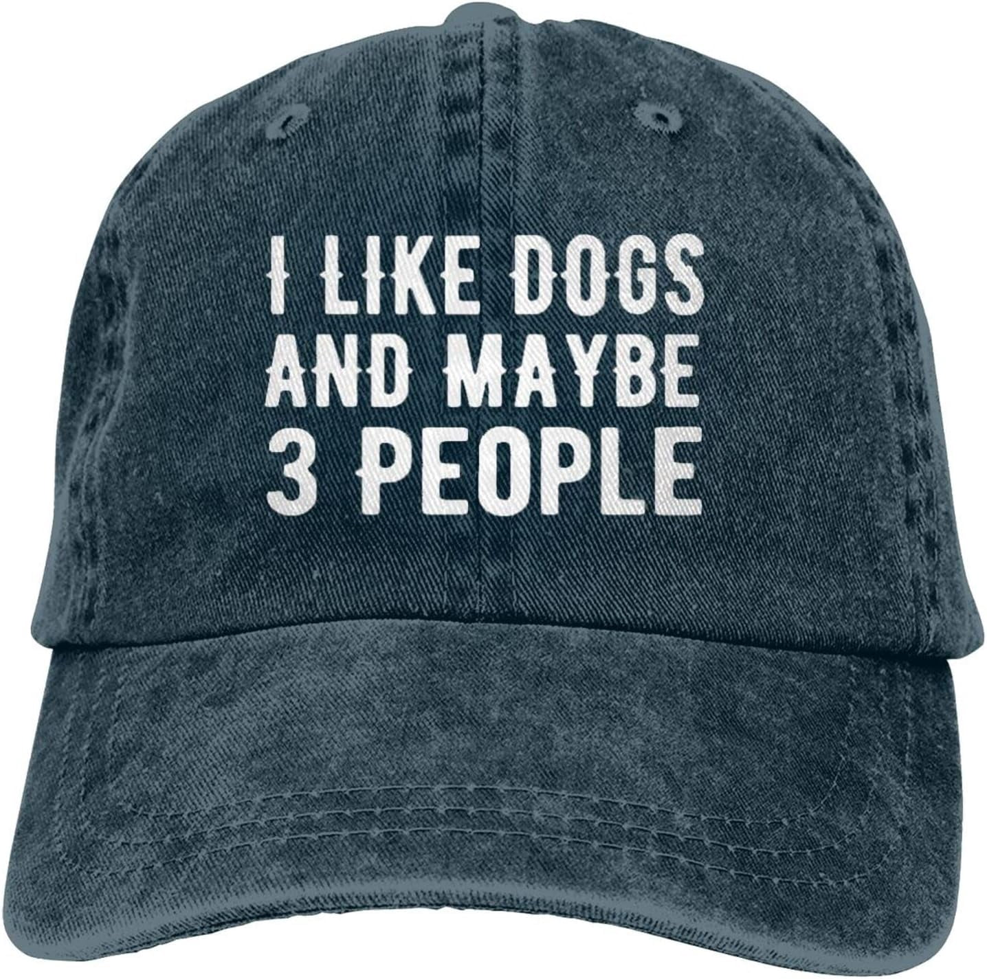 Baseball Cap I Like Dogs and Maybe 3 People Denim Hats Trucker Hats Dad ...