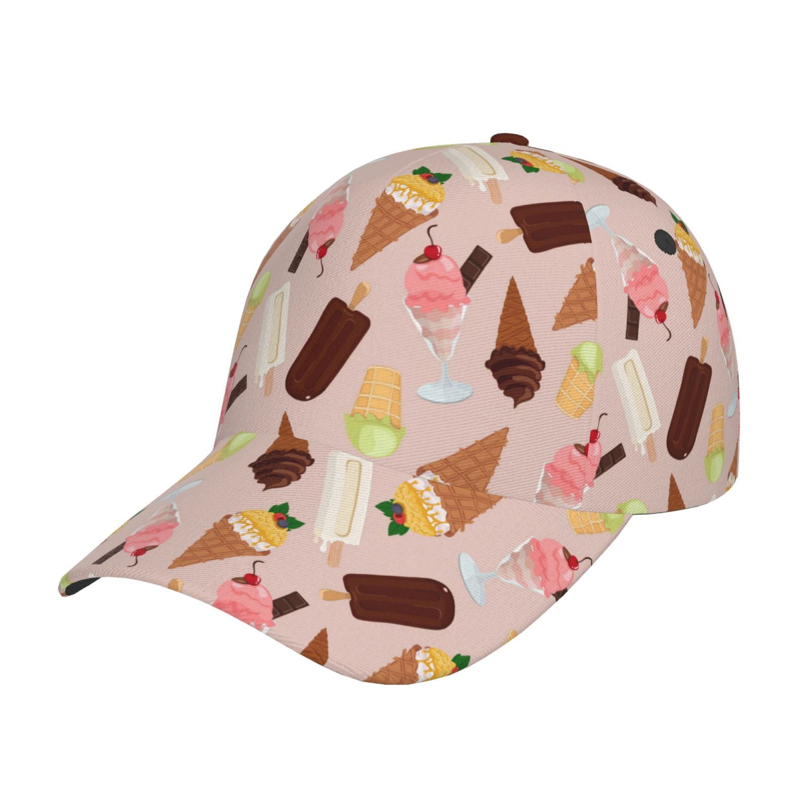 Baseball Cap - Ice Cream Cone Print Adjustable Size Hats For Men And ...