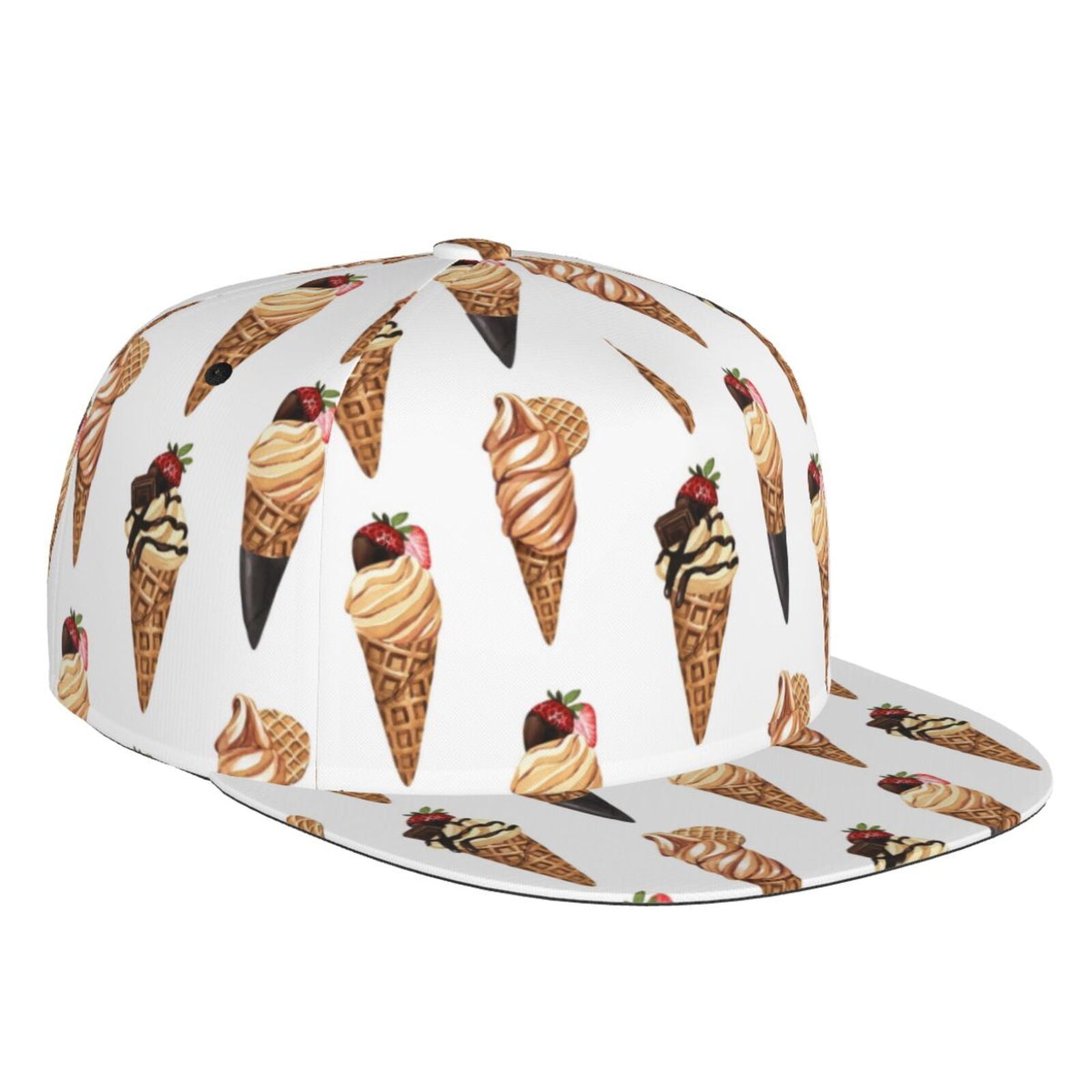 Baseball Cap Ice Cream No.J9041 Flat Brim Hats for Men and Women ...