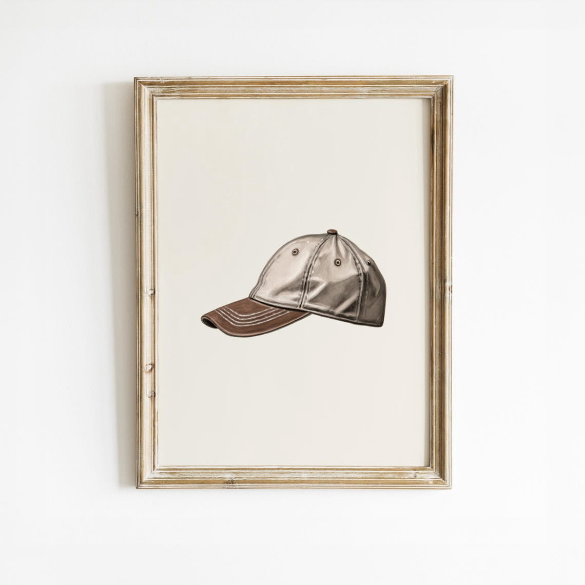 Baseball Cap Illustration: Vintage Style Sports Man Cave Art ...
