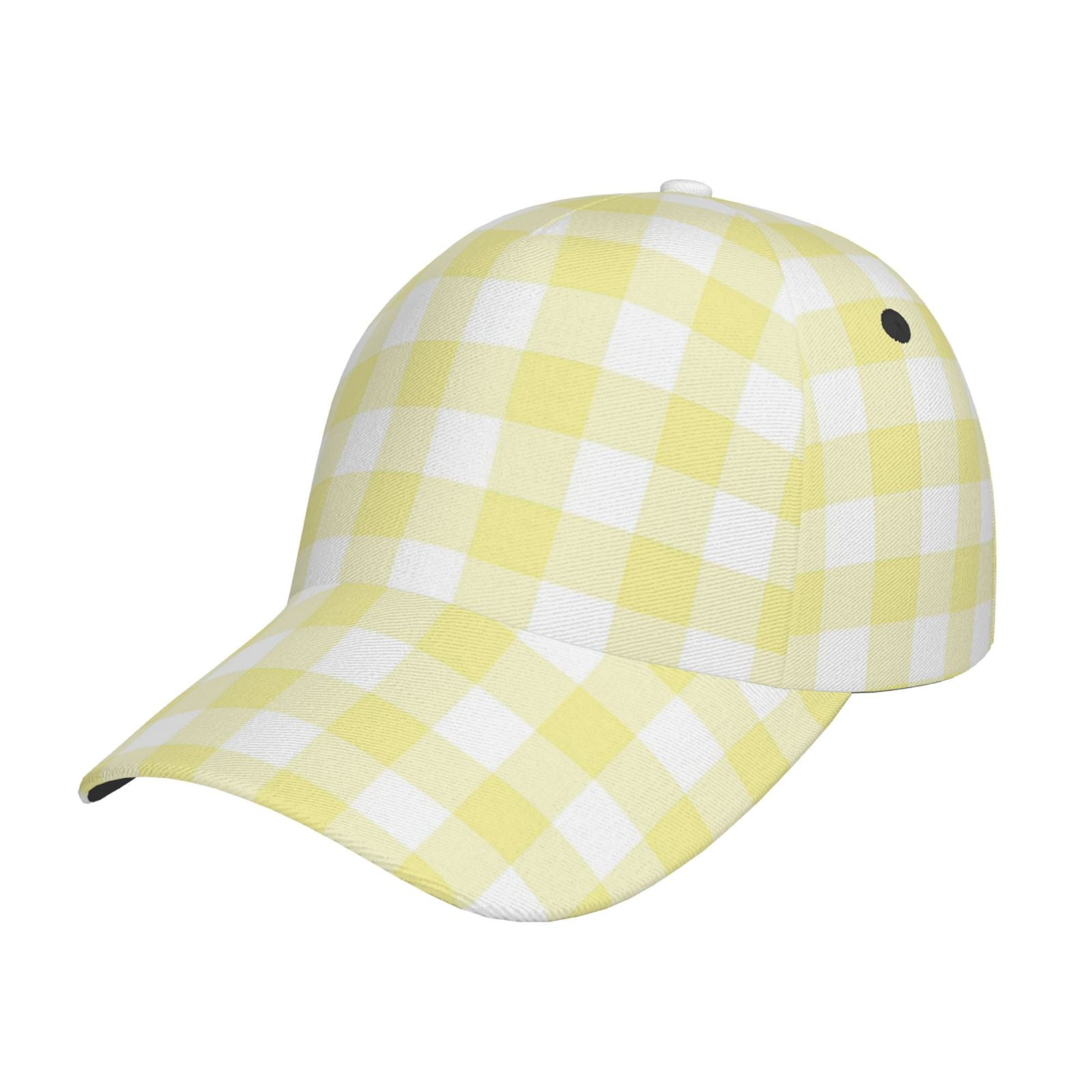 Baseball Cap - Lemon Yellow Checkboard A Adjustable Size Hats For Men ...