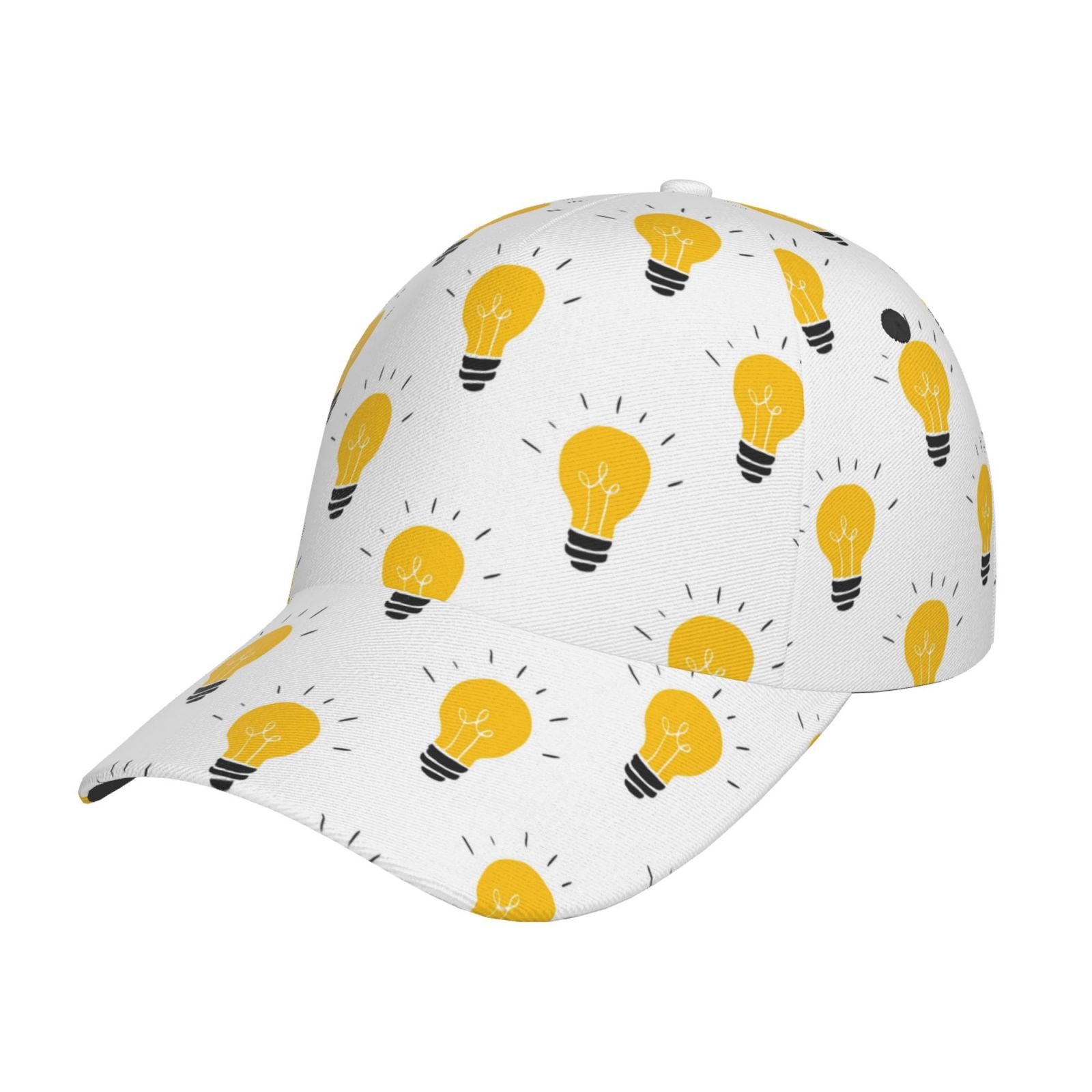 Baseball Cap - Light Bulb Pattern White Adjustable Size Hats For Men ...
