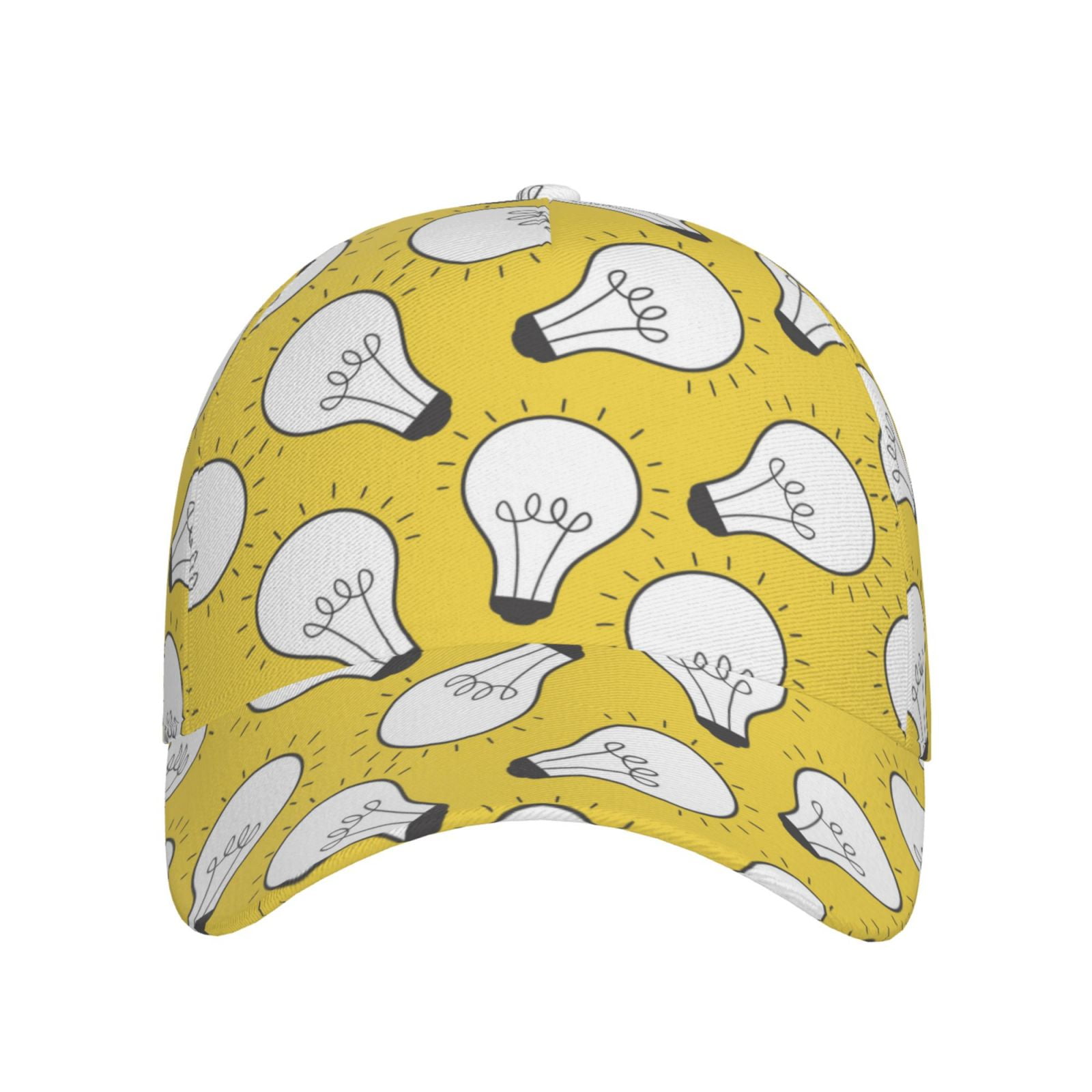 Baseball Cap, Light Bulb Print Yellow Trucker Hats Women Dad Hat For ...