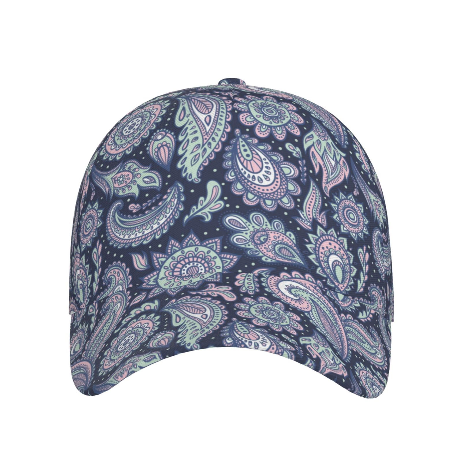 Baseball Cap, Light Green Pink Paisley Trucker Hats Women Dad Hat For ...