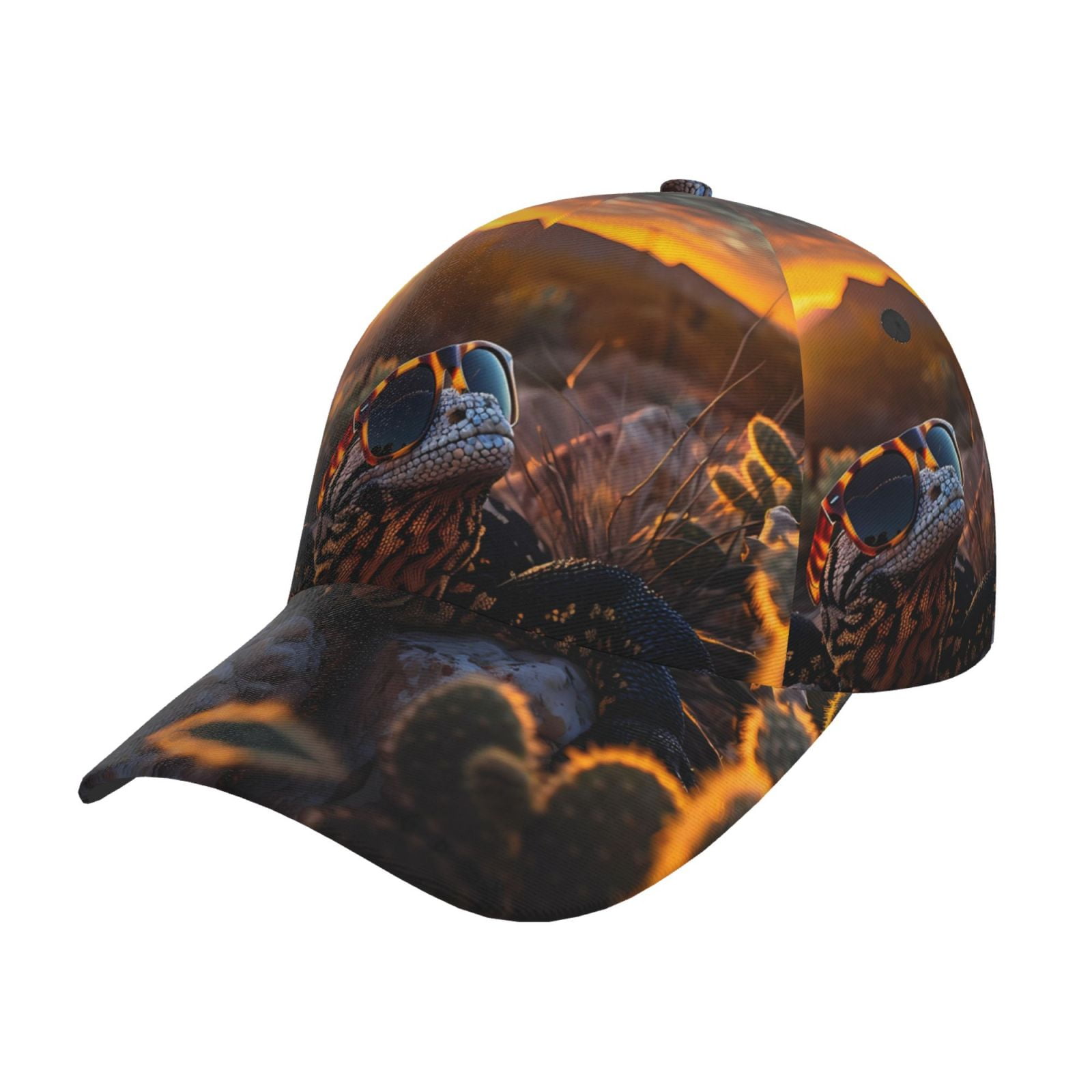 Baseball Cap - Lizard With Sunglasses Sunset Adjustable Size Hats For ...