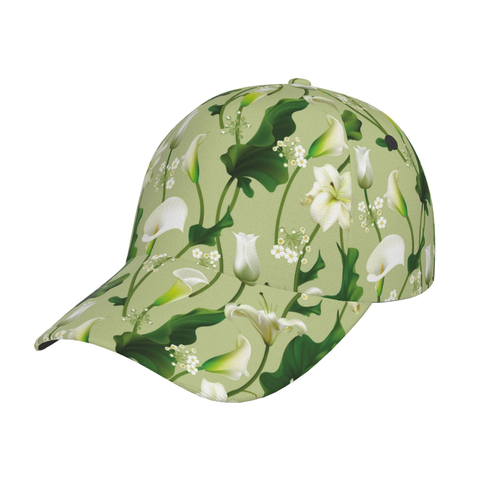 Baseball Cap - Lotus Leaves Calla Lily Flowers Adjustable Size Hats For ...