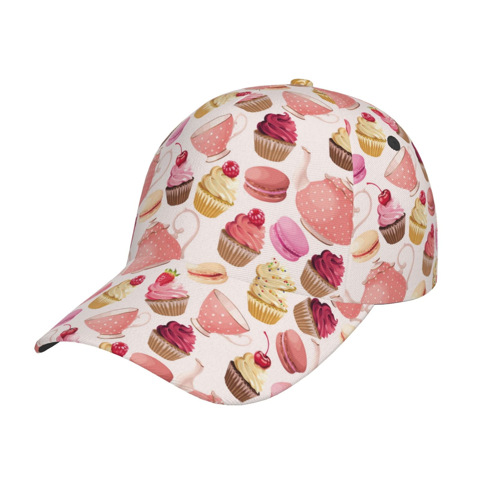 Baseball Cap, Macaroon Cupcake Print Pink Sun Hats For Men Women ...