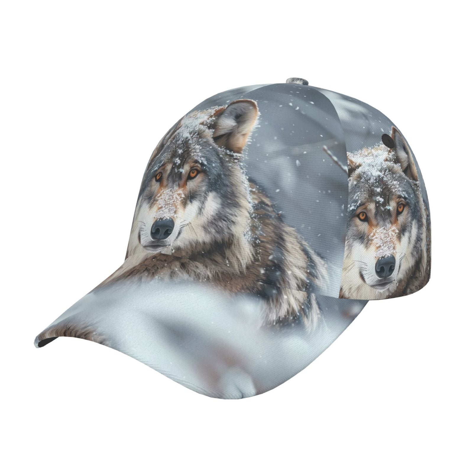 Baseball Cap - Majestic Snowy Wolf Hats for Men Women Low Profile Classic Adjustable Dad Hat for ...
