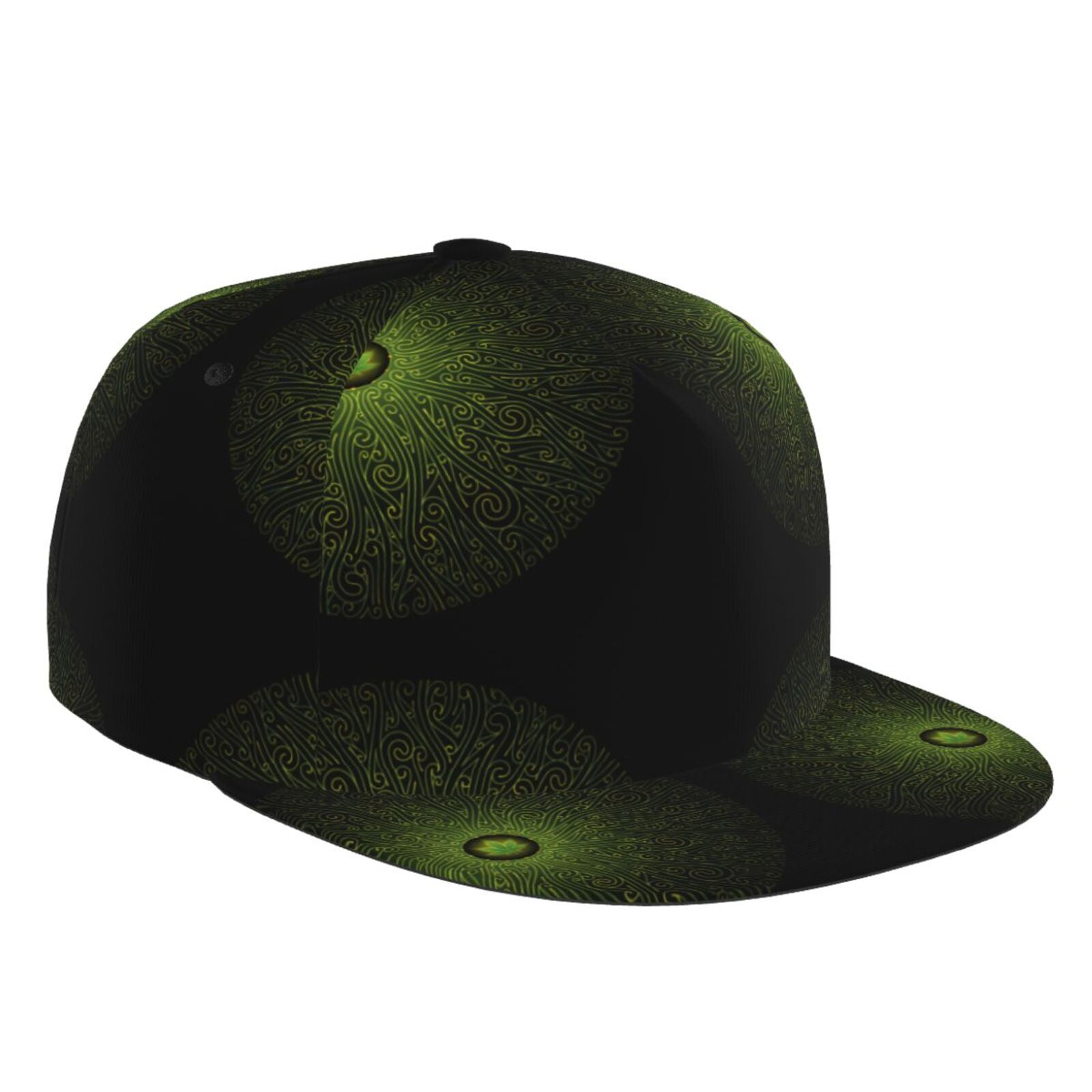 Baseball Cap Mandala With Marijuana Leaf Flat Brim Hats for Men and ...