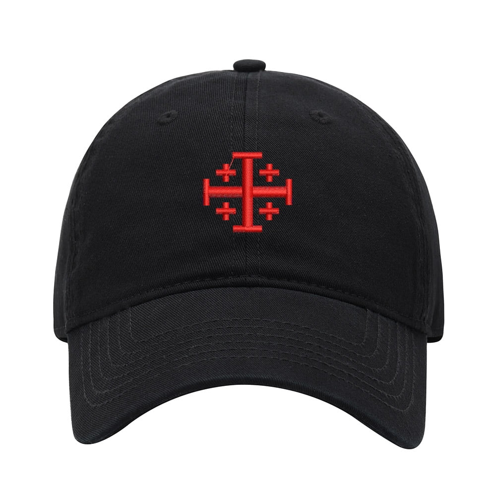 Baseball Cap Men Jerusalem Cross Embroidered Washed Cotton Dad Hat ...