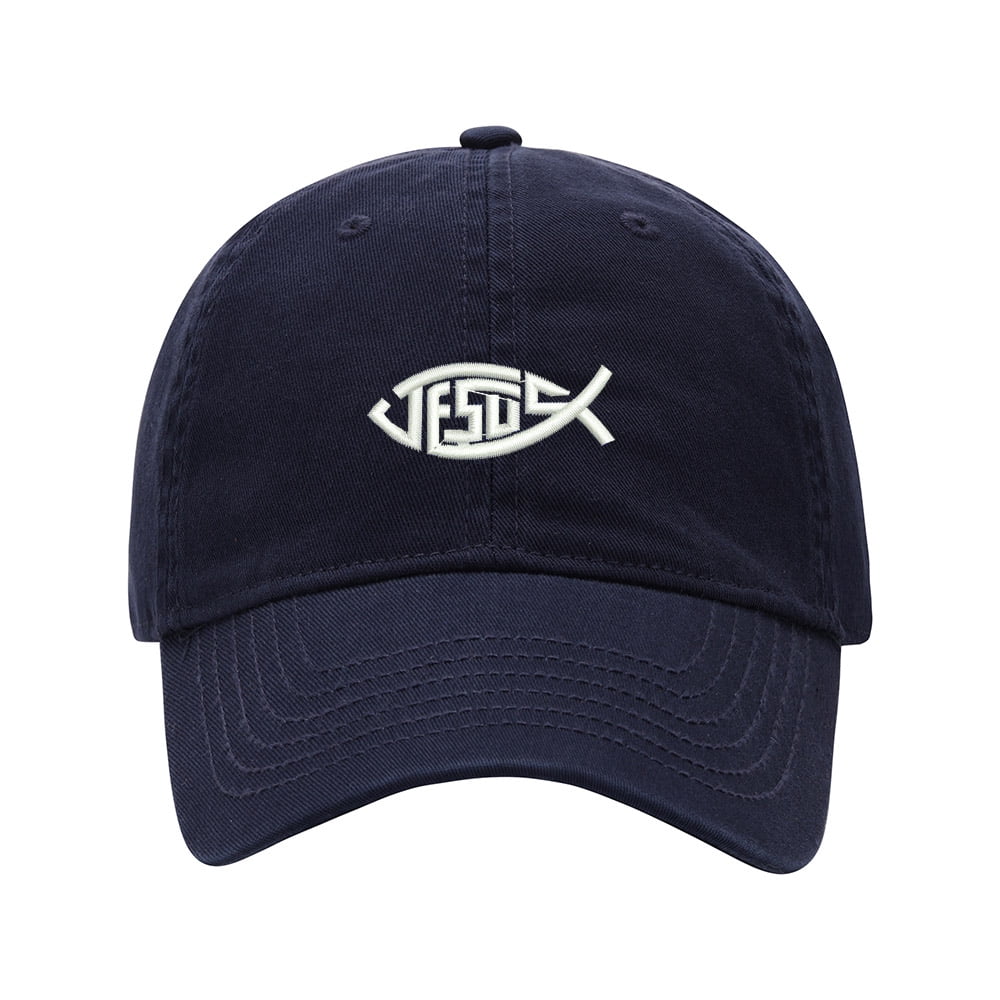 Baseball Cap Men Jesus Christian Fish Embroidered Washed Cotton Dad Hat ...
