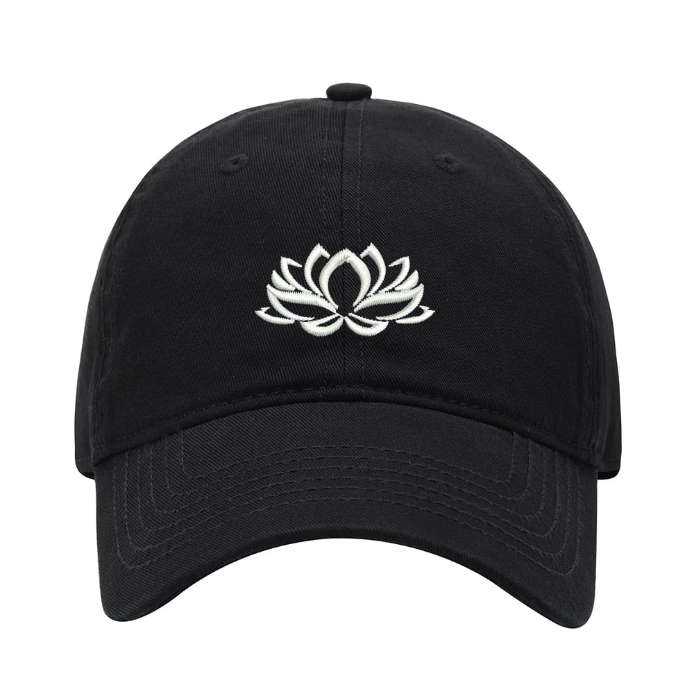 Baseball Cap Men Lotus Flower Embroidered Washed Cotton Dad Hat ...