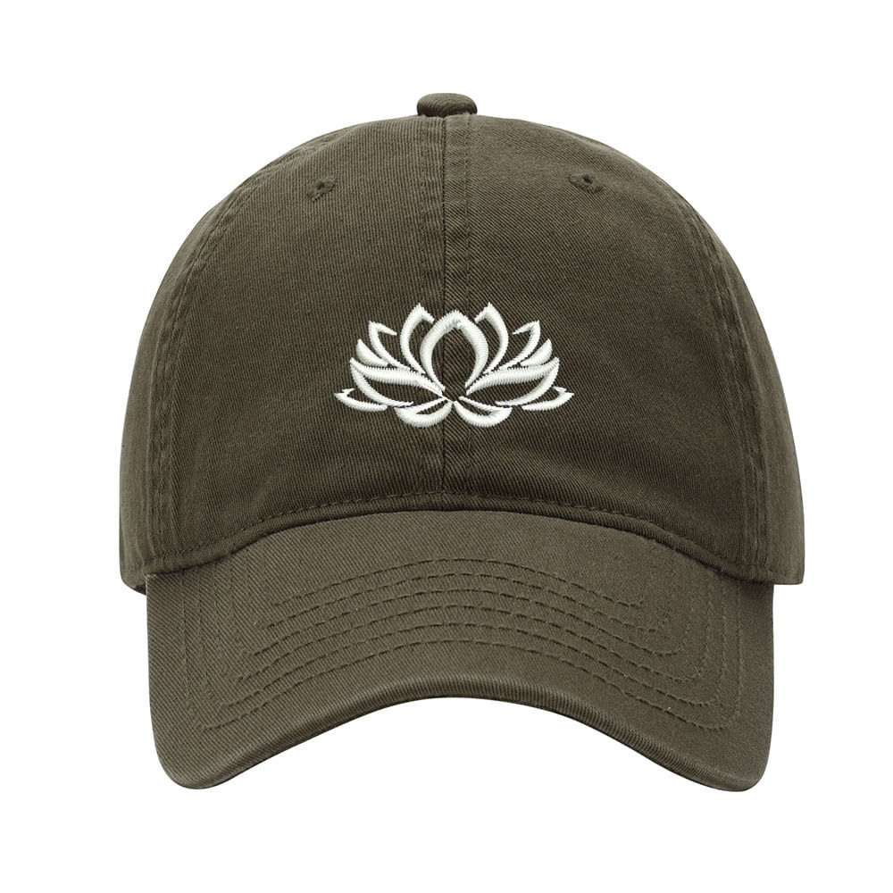 Baseball Cap Men Lotus Flower Embroidered Washed Cotton Dad Hat ...
