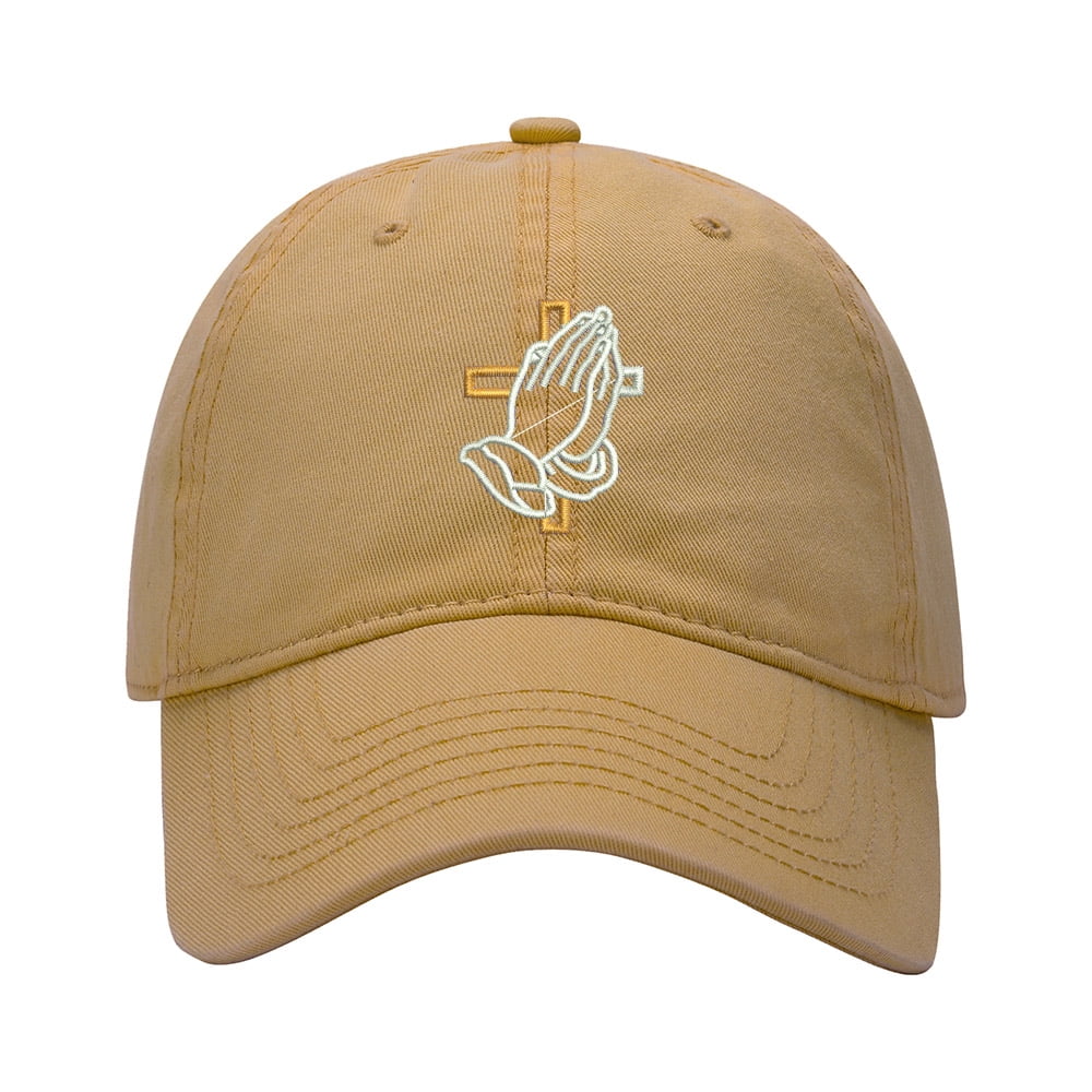 Baseball Cap Men Praying Hands with Cross Embroidered Washed Cotton Dad ...